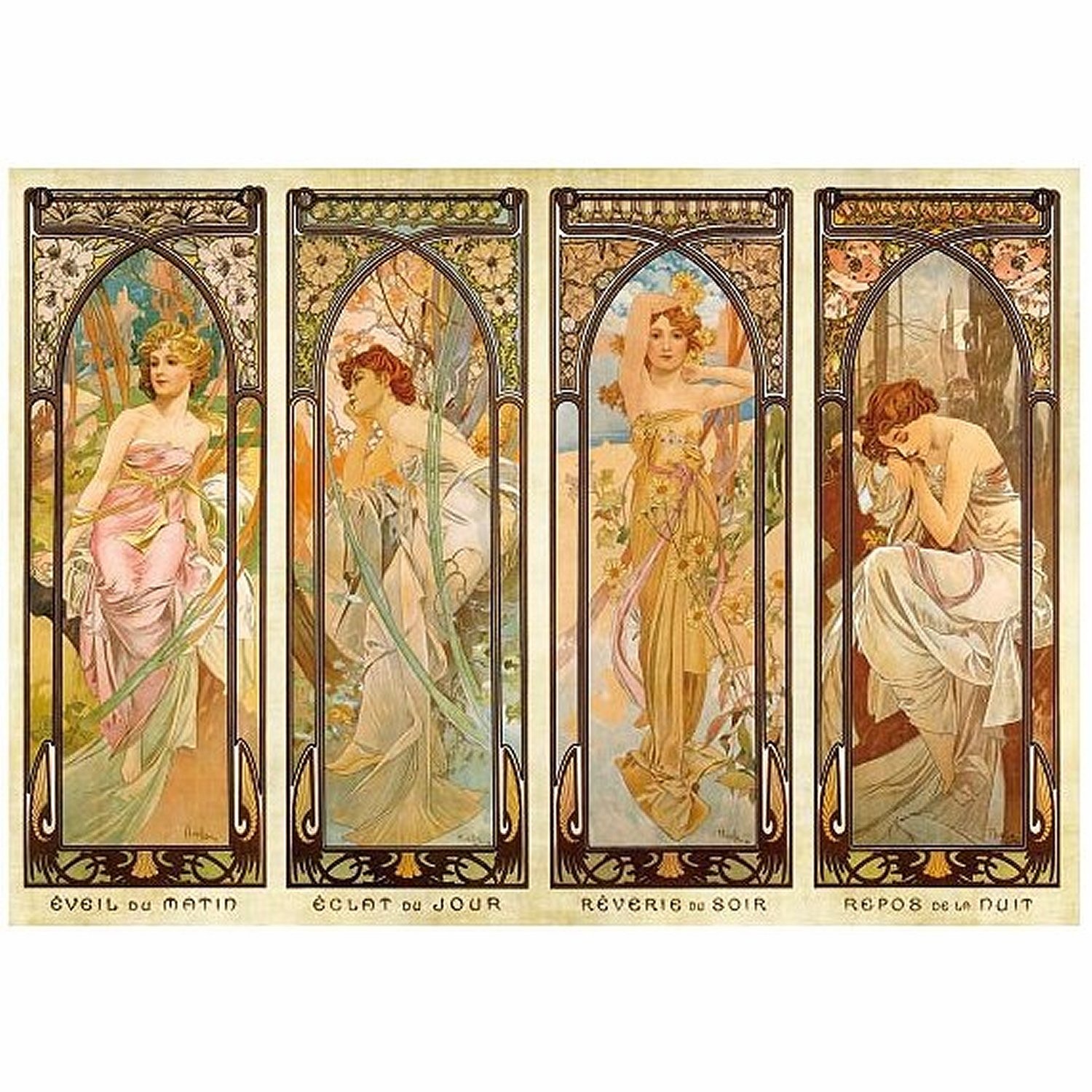 Alphonse Mucha Puzzle 1000 pièces Les parties du jour - Kalenderwinkel.nl