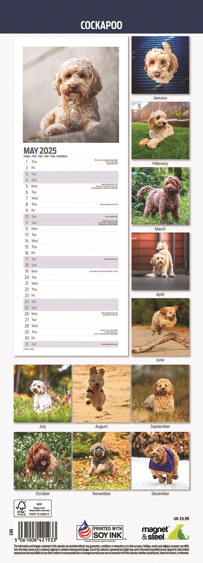 Acheter Calendrier Cockapoo 2025 Slimline ? Commander facilement en ...