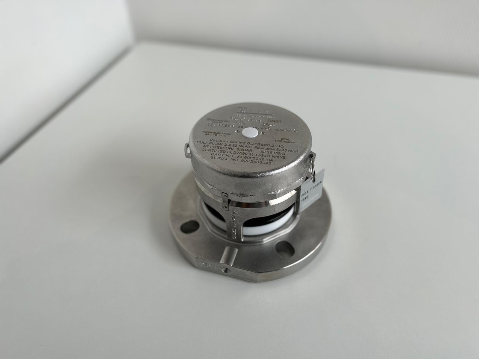 PFA ausgekleidetes Druckventil 80 mm Flansch DN80 / 4,4 bar mit 0,21 V ...