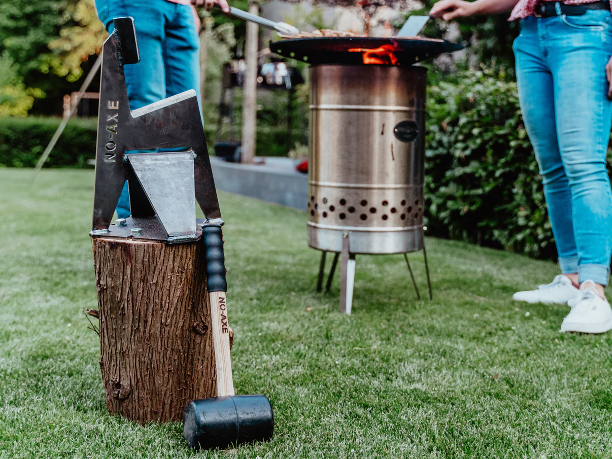 NO-AXE Houtklover blank staal met Hamer - proBBQshop