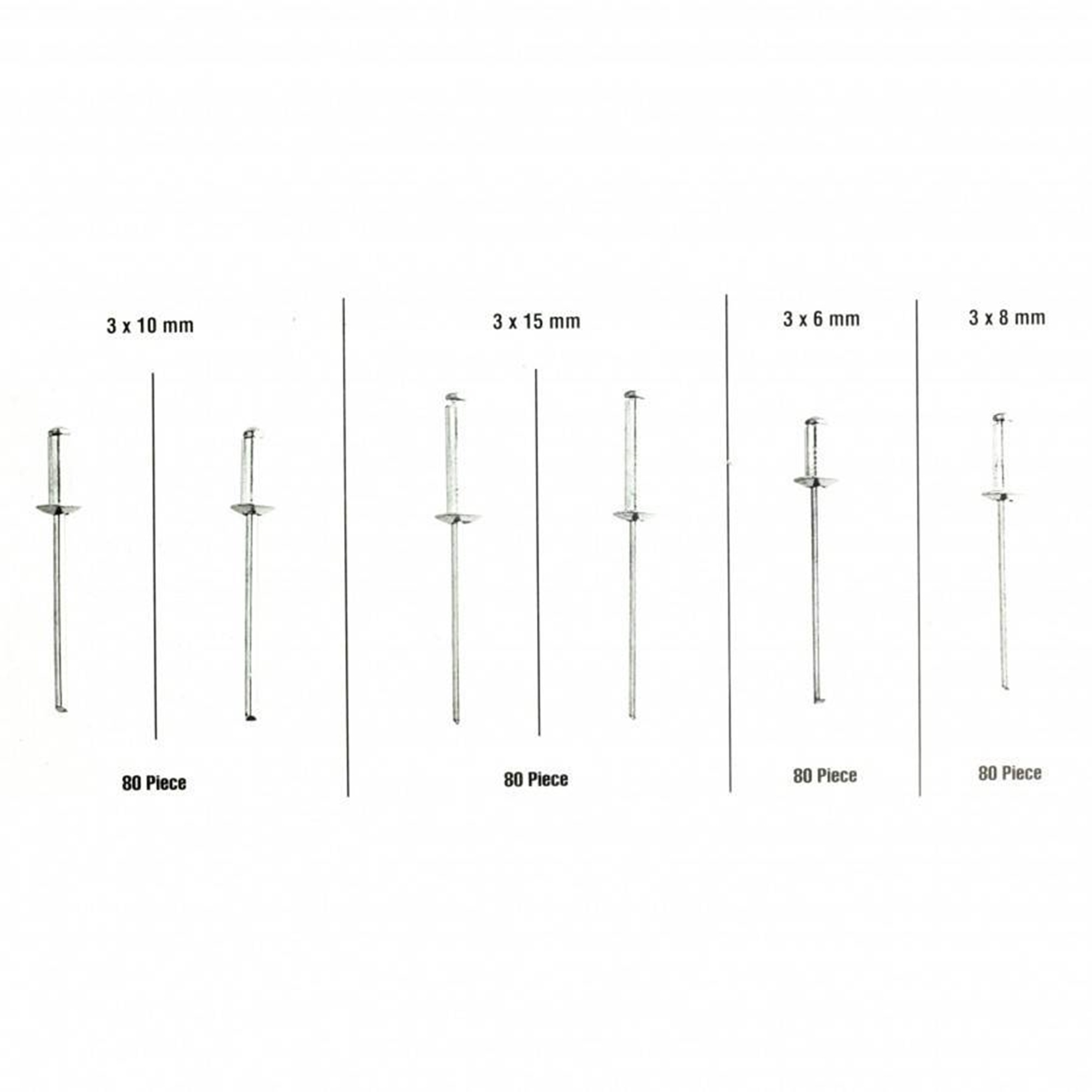 Benson 320-delige popnagelset - gehard staal en aluminium ...