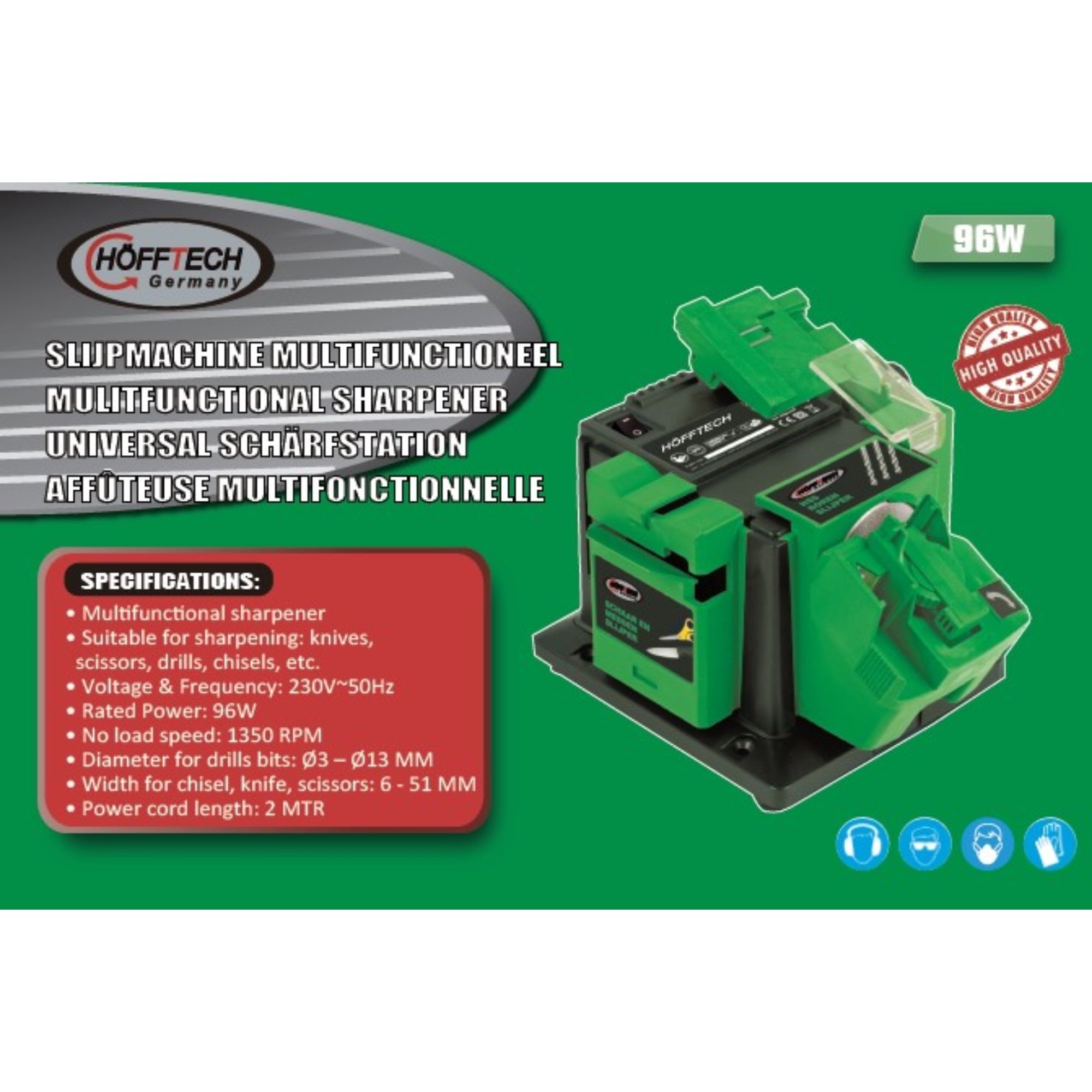 Hofftech Multifunctionele slijpmachine - Voor messen, scharen, boren en ...