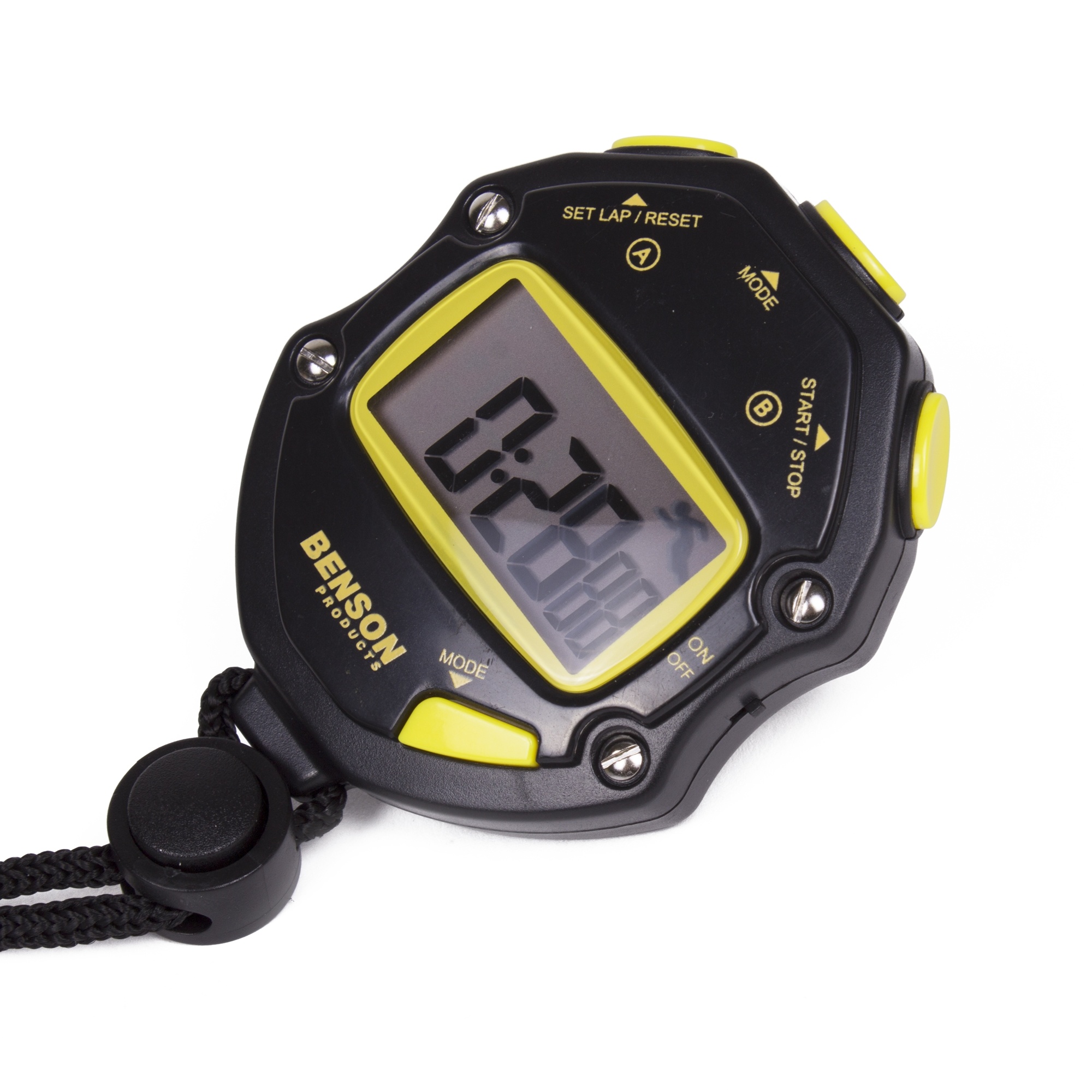 Benson Benson Precisie Stopwatch - Zwart/Geel - Ideaal voor Sport - 2Cheap