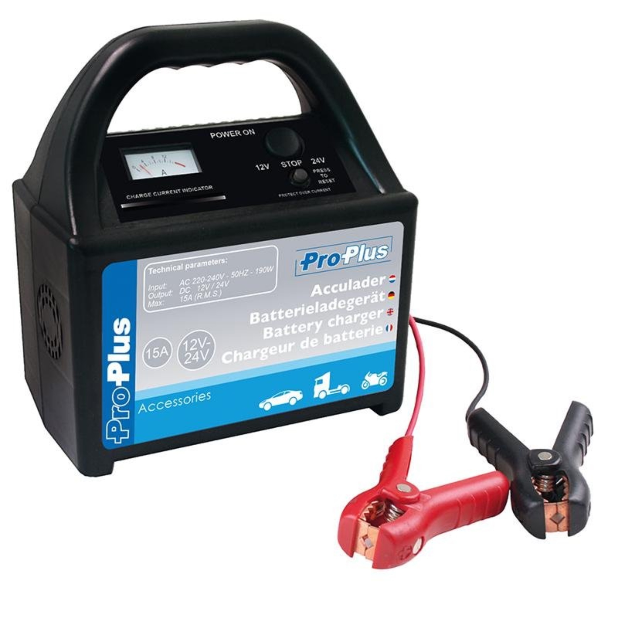 ProPlus Acculader - 12V & 24V - 15A - Voor NAT, GEL & AGM Accu's ...