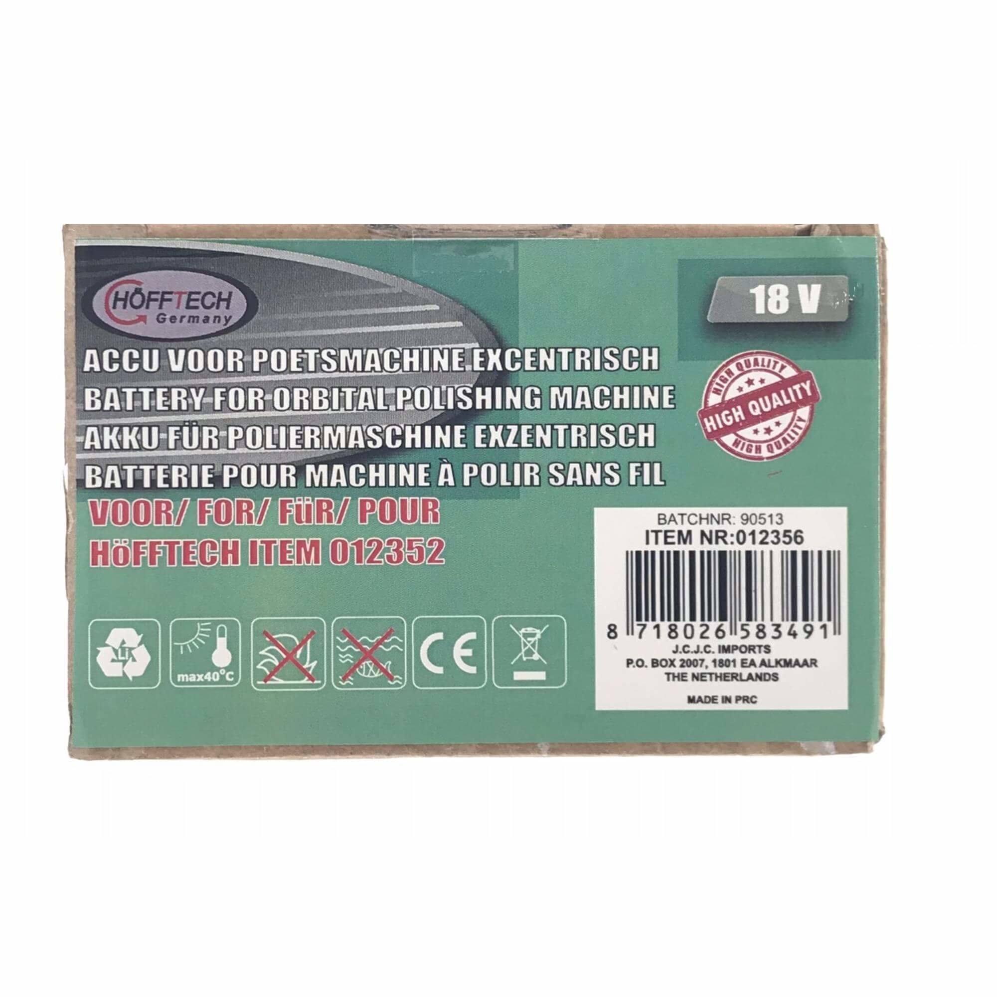 Hofftech Losse Accu - voor Poetsmachine Excentrisch - 150 mm - 18 Volt ...