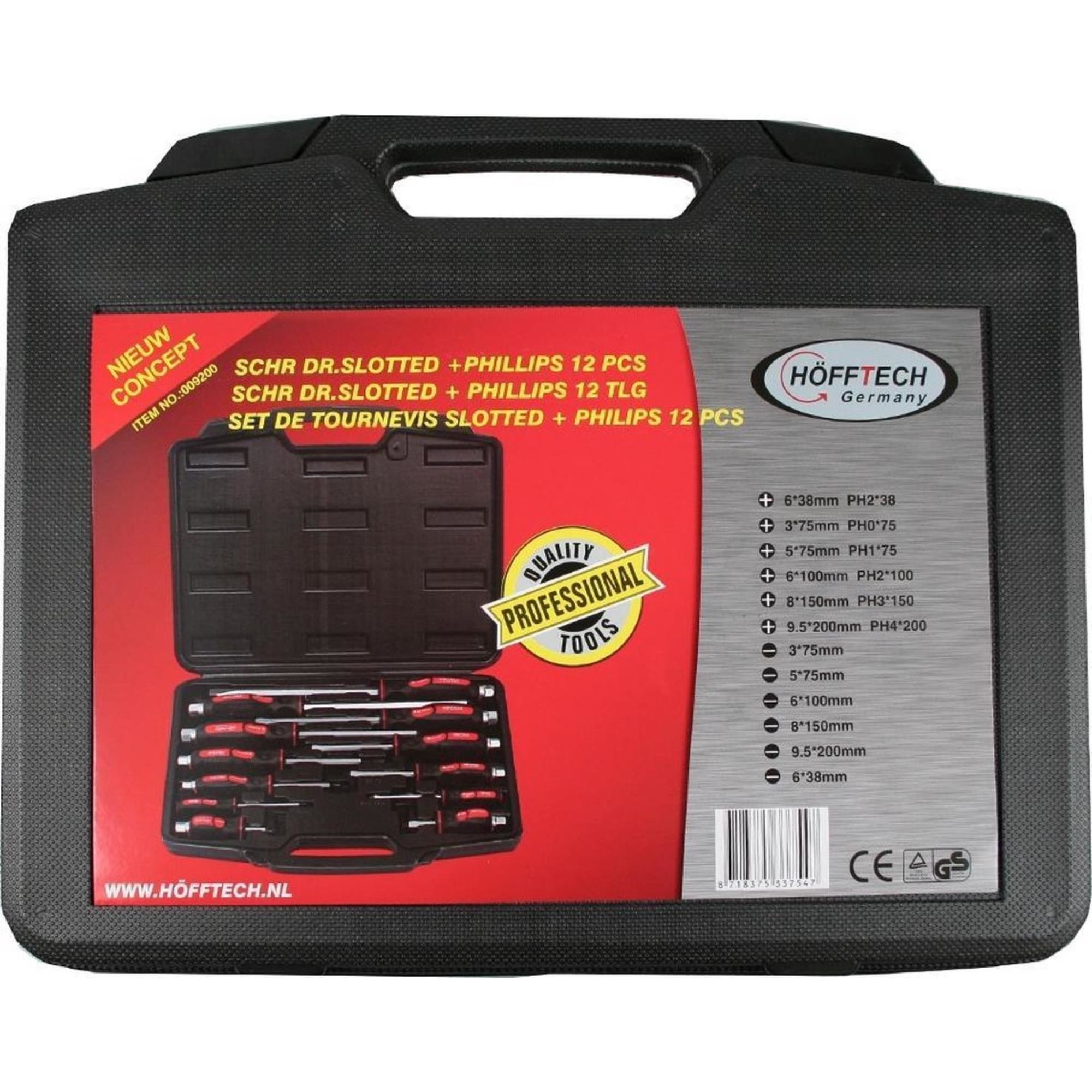 Hofftech Schroevendraaier set in Koffer - PH en Sleufkop - 12-delig - 2Cheap