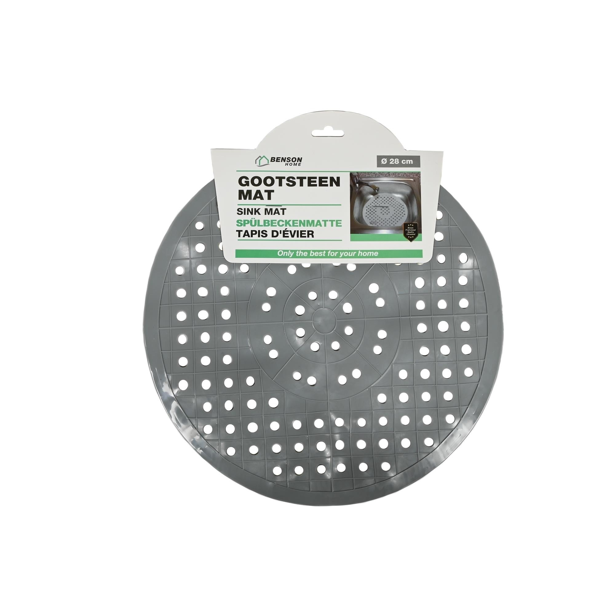 Benson Gootsteenmat - PVC - Rond Ø 28 cm - Grijs - 2Cheap