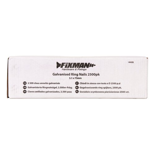 Fixman Gegalvaniseerde Ring Spijkers - 3,1 x 75mm - 2500 stuks kopen ...