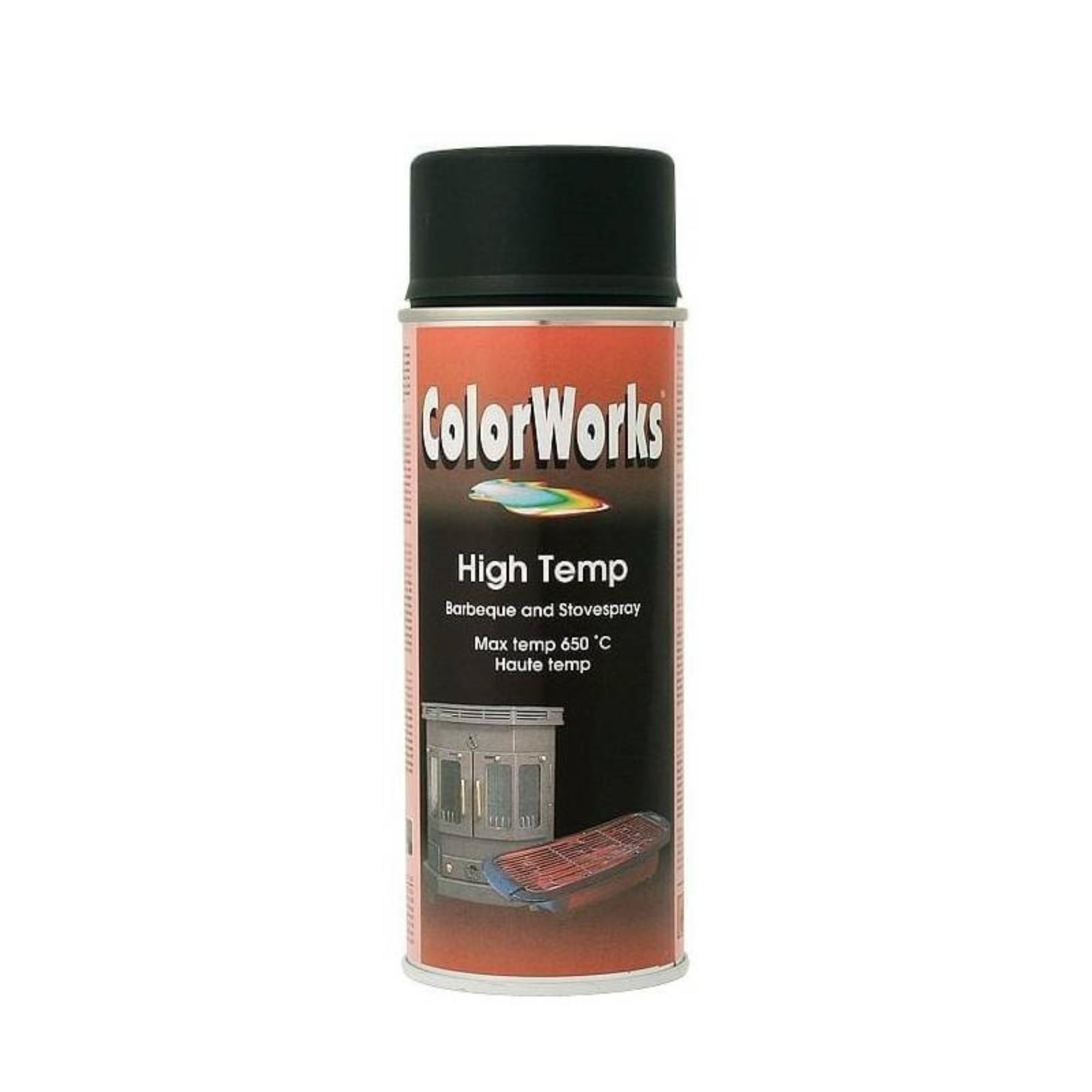 ColorWorks Verf Spuitbus - Spuitlak - Hittebestendig - Zwart - 400 ml ...