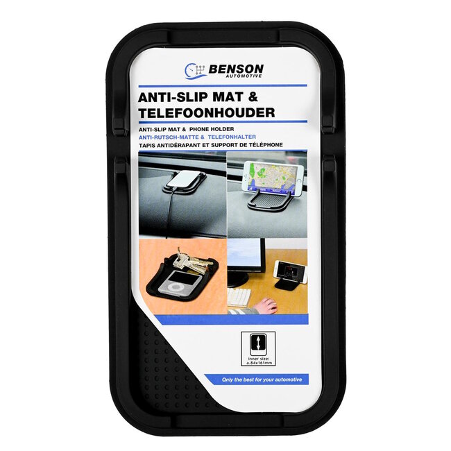 Benson Anti-slip mat en telefoonhouder - 84 x 161 mm - zwart - 2-in-1 ...