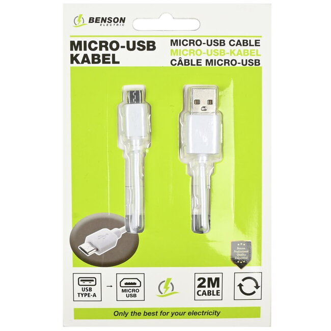 Benson Usb micro-usb kabel 2 mtr - 2Cheap