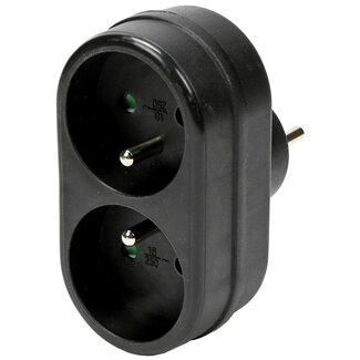 Benson Verloopstekker duo - verticaal - penaarde - zwart - max. 2500W ...