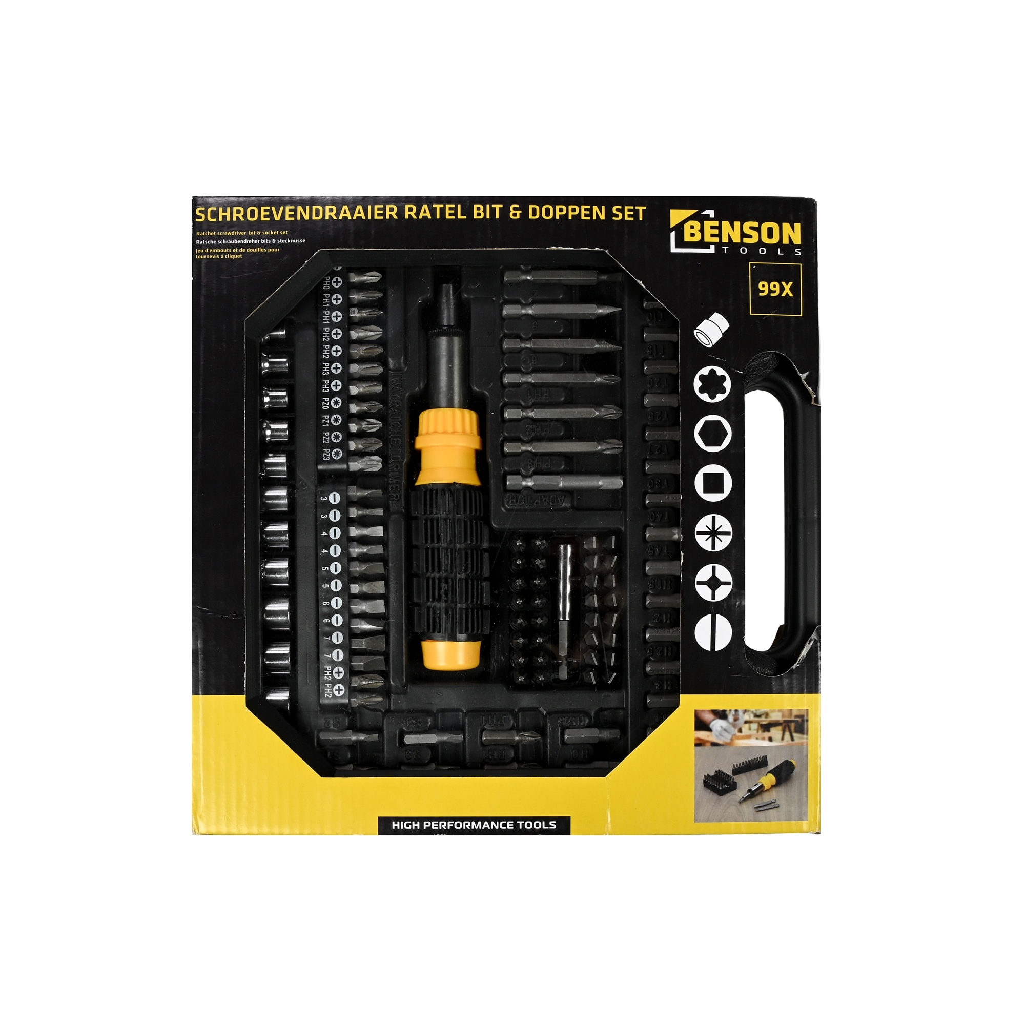 Benson Schroevendraaier Ratel Bit & Doppen Set - Compact - 101 delig ...