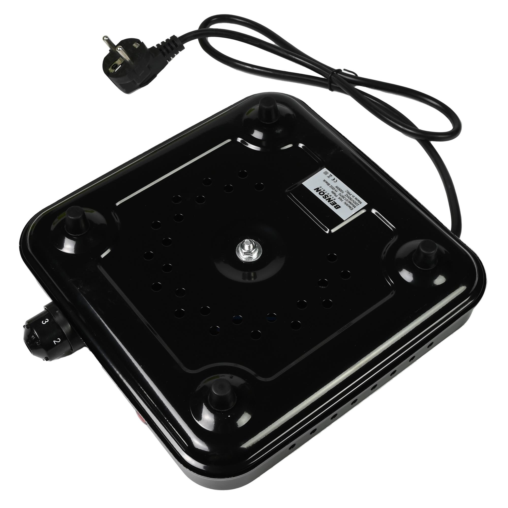 Benson Kookplaat Enkel - 22 x 22 x 7 cm - 1000 Watt - Zwart - 2Cheap