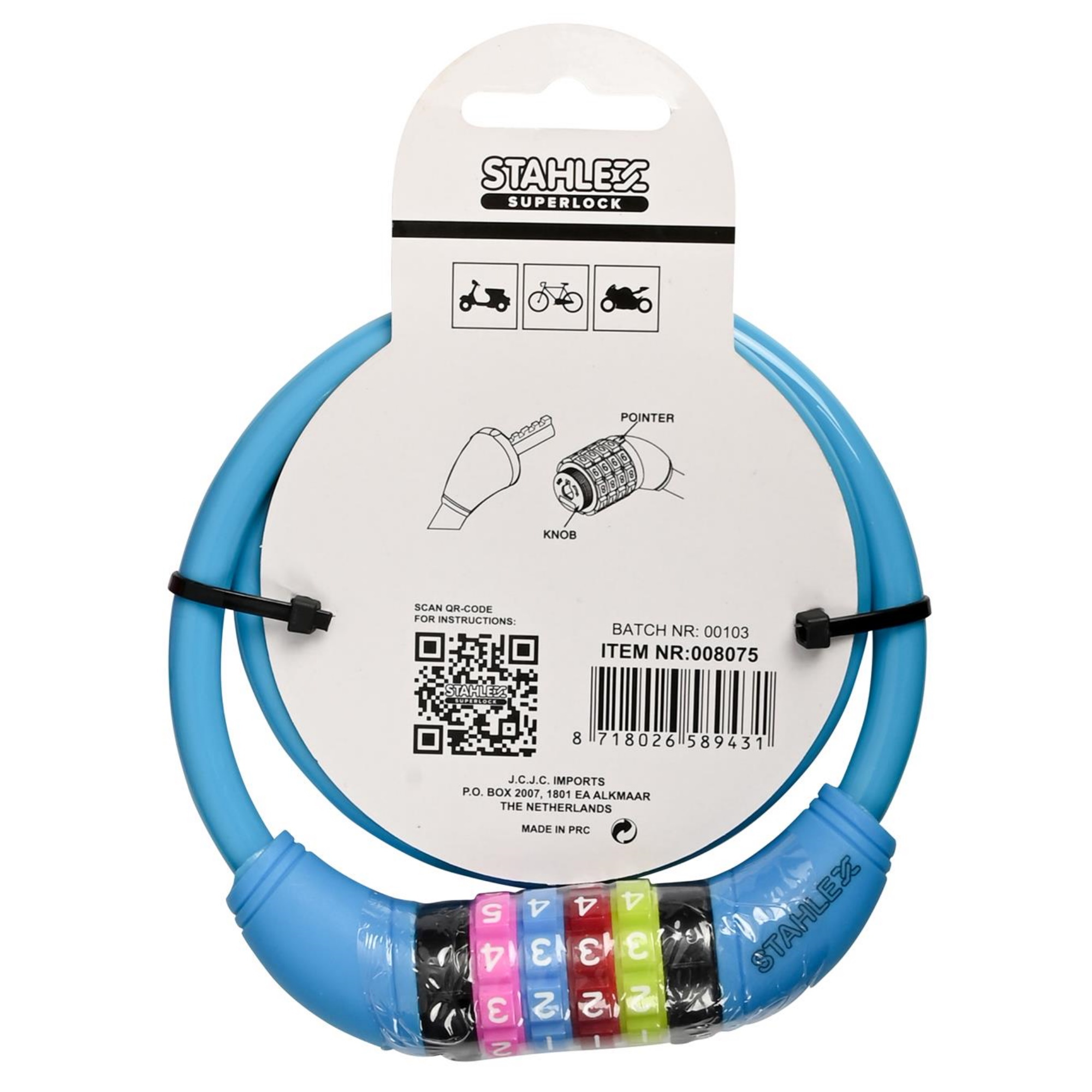 Benson Kabel-cijferslot 431 10 x 650 mm mix - 2Cheap