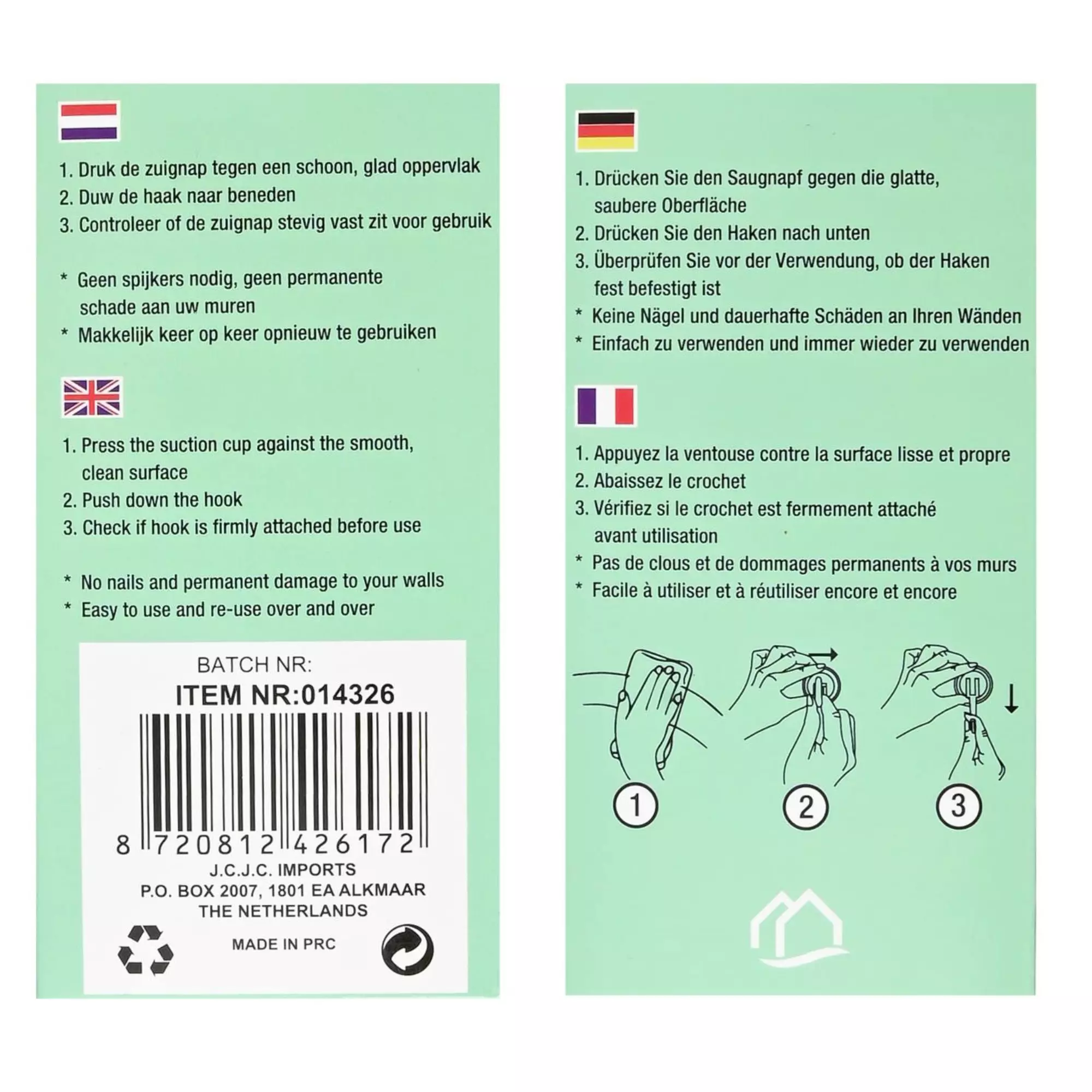 Benson Haak met Zuignap 55 mm Zwart - Draagt tot 6 kg - Per stuk - 2Cheap