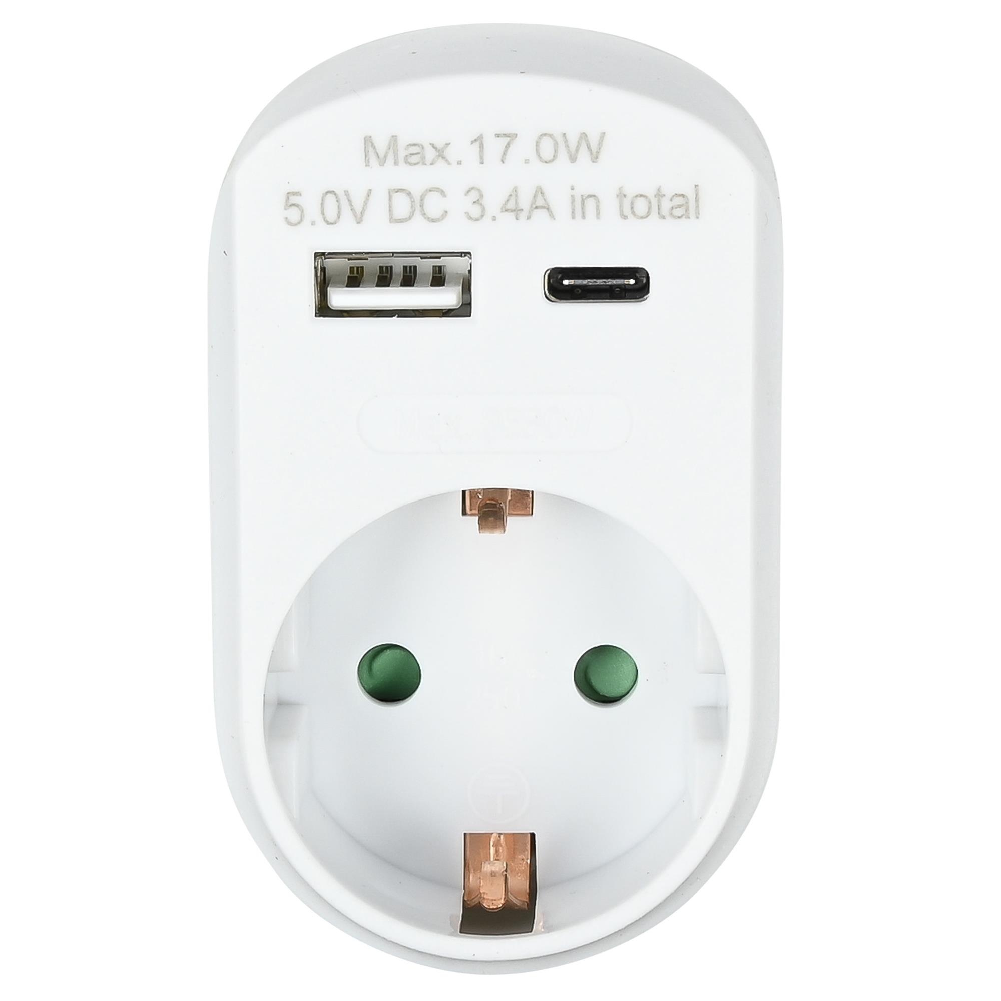 Benson Stopcontact met USB-A en USB-C - Snel opladen - Wit - 16A - 2Cheap