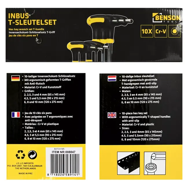 Benson Complete inbusset - ergonomisch - antislip - 10-delig - met ...