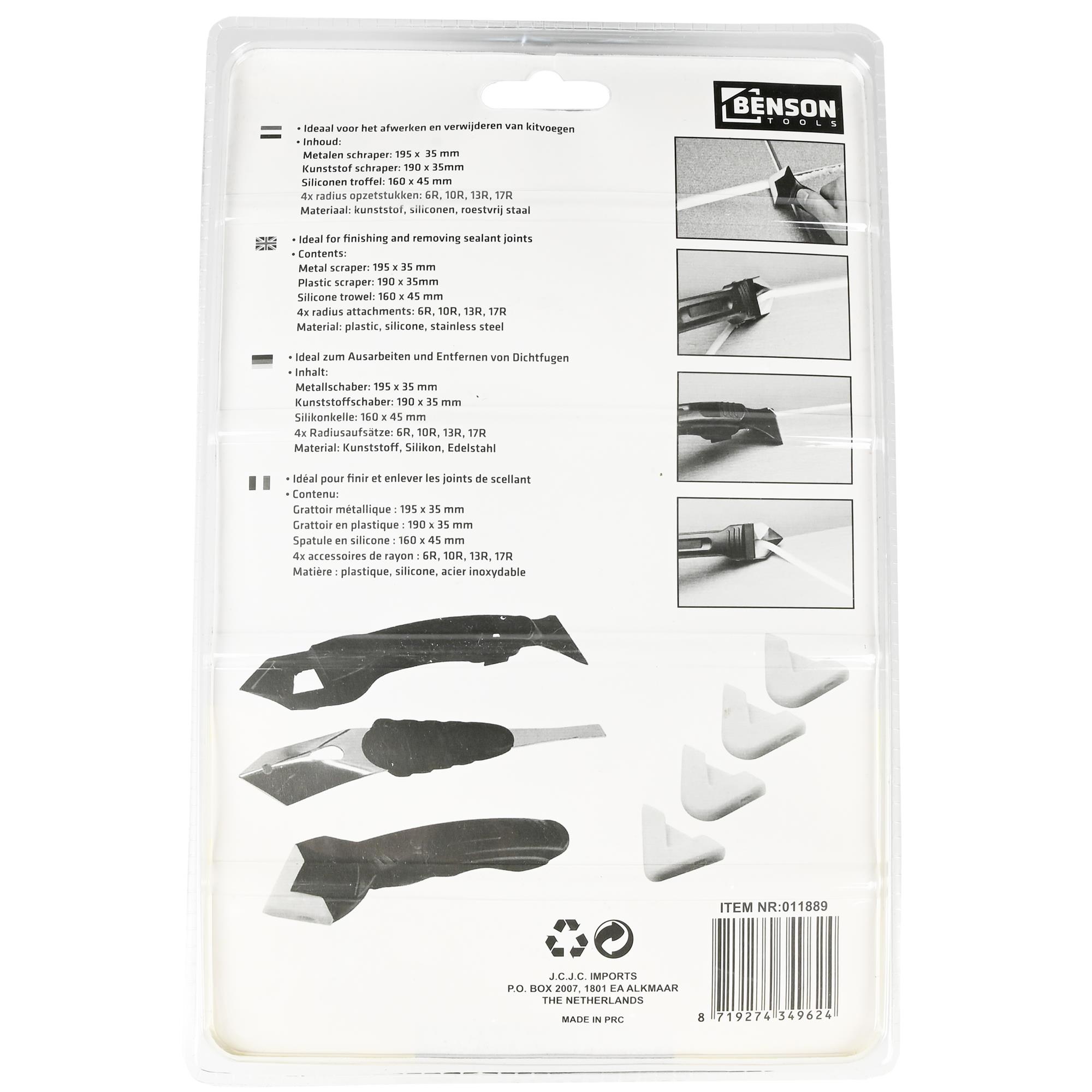 Benson Kitspatel set - 8-delig - Flexibel kunststof en metalen schraper ...