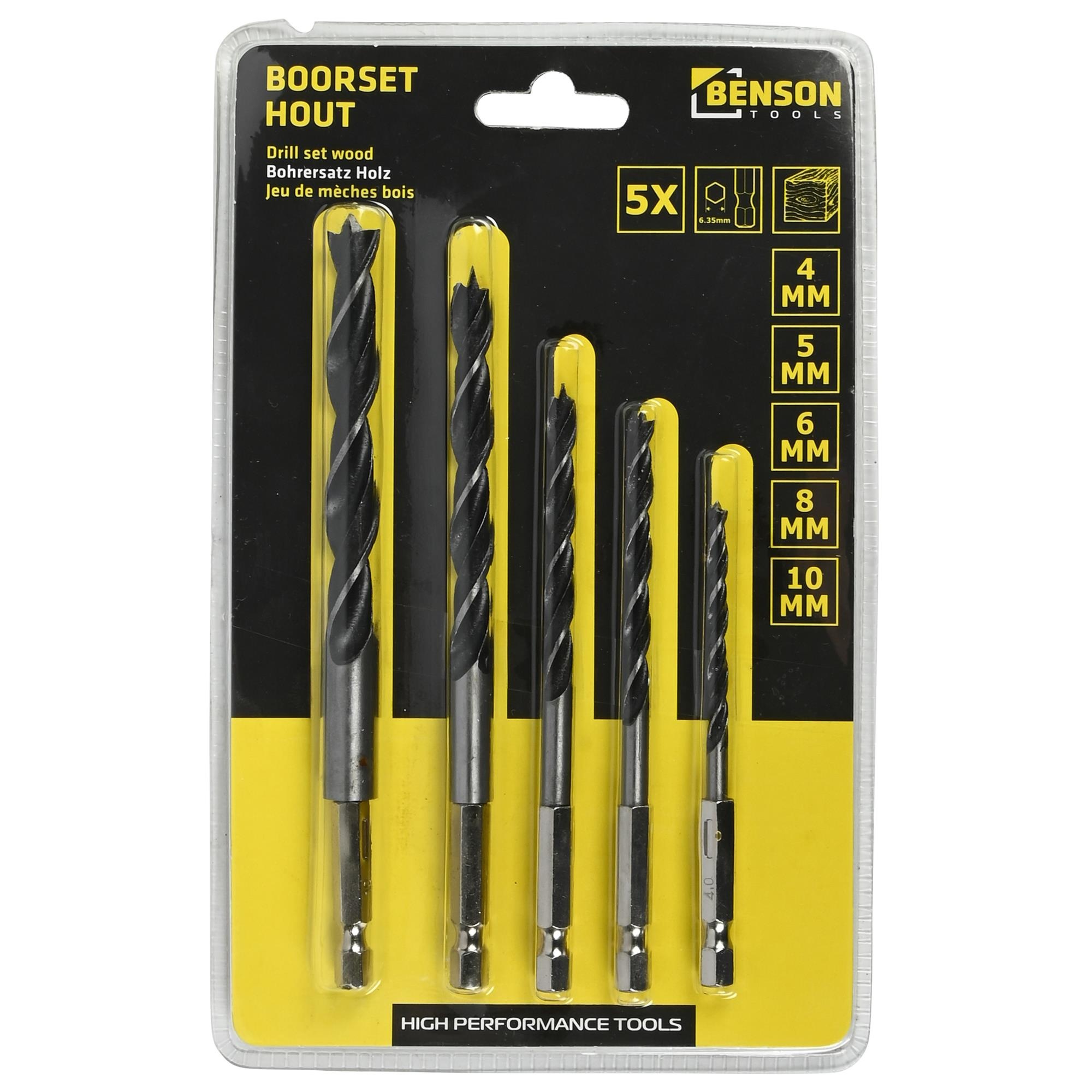 Hofftech Boor- en bitset hout - veelzijdige maten - 5-delig - HEX ...