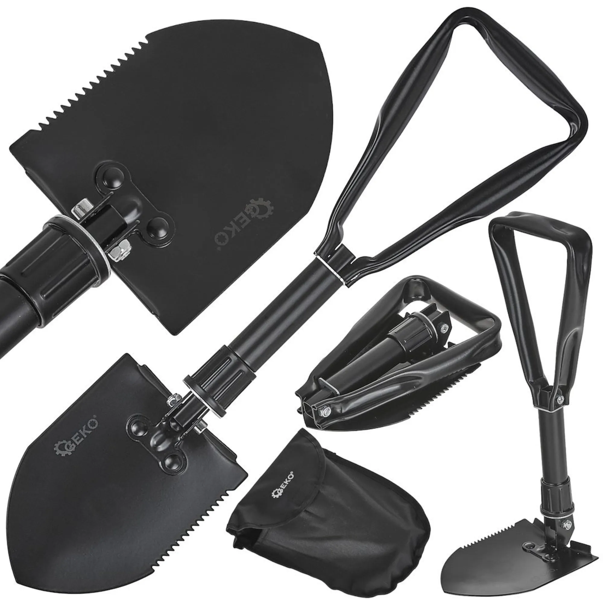 GEKO 2-in-1 opvouwbare survival schep - compact - verstelbaar - zwart ...