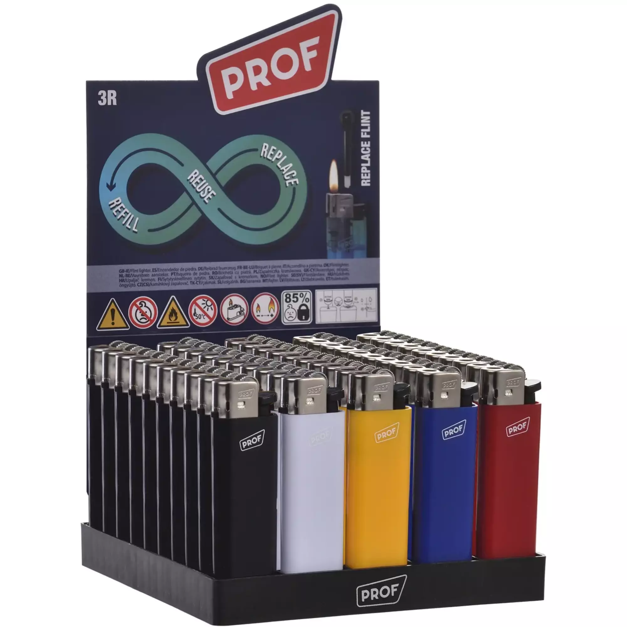Prof Aansteker classic color navulbaar - 50 stuks kenmerken - 2Cheap
