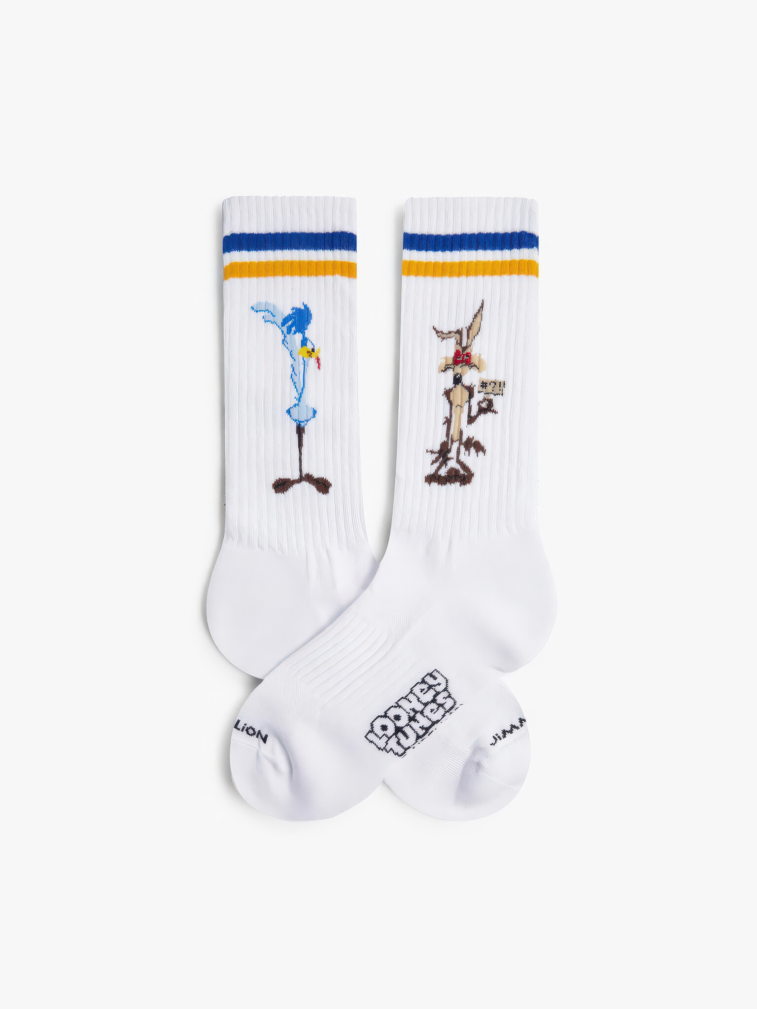 ♣ White Athletic Road Runner vs Coyote Socks - BLACKFISH Utrecht