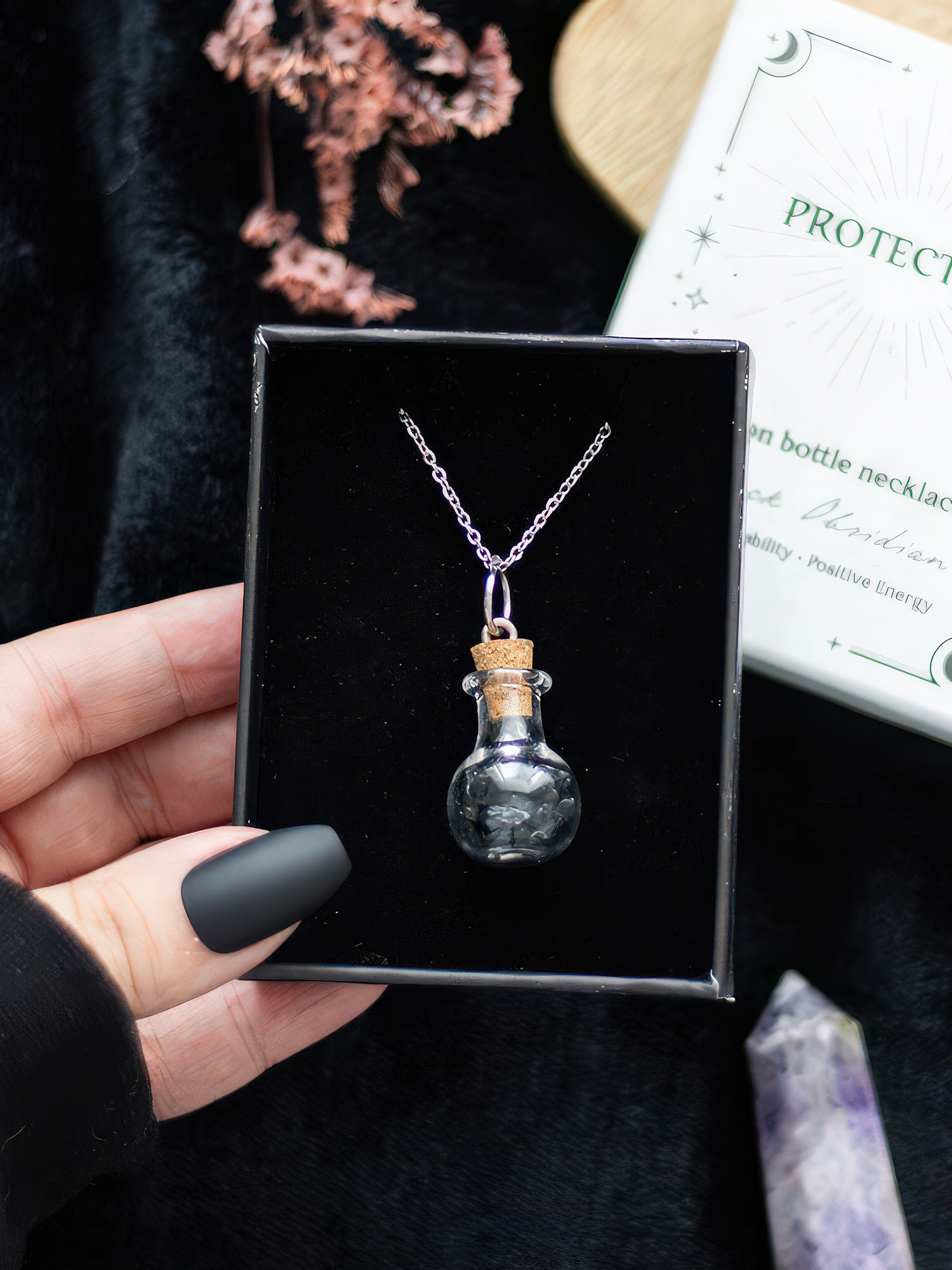 Protection Potion Black Obsidian Crystal Chip Necklace - BLACKFISH ...