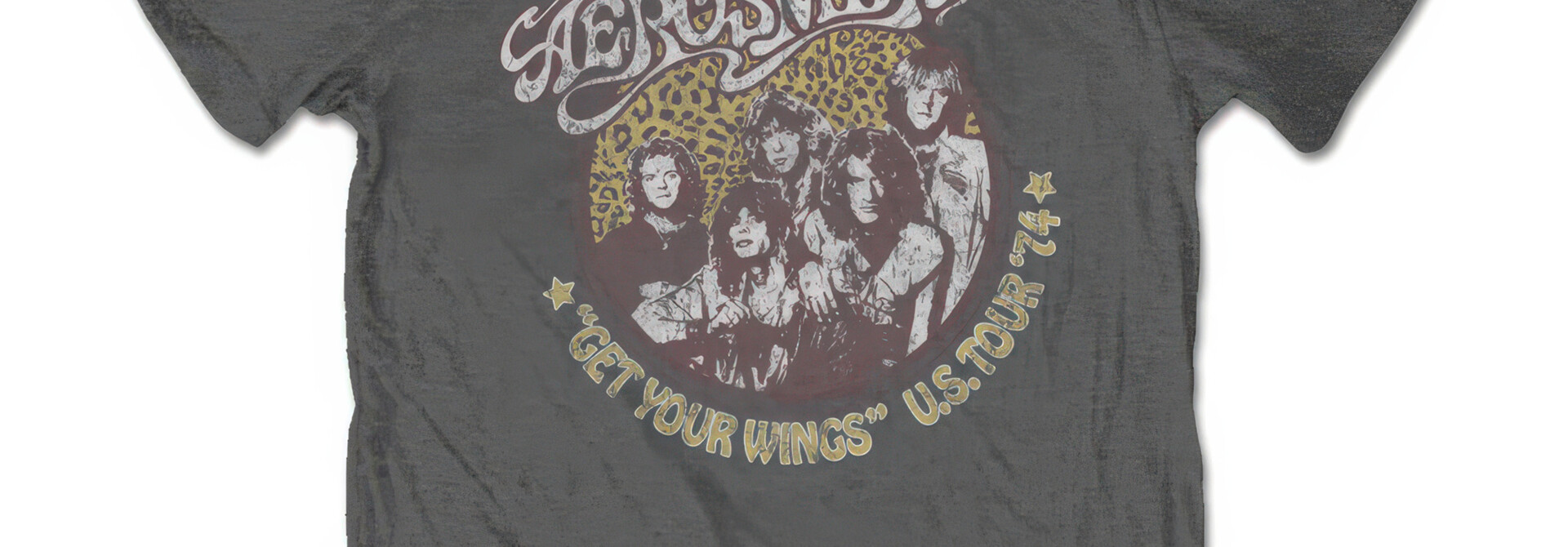 Aerosmith Cheetah Print Charcoal Grey Tee - BLACKFISH Brand New & Vintage