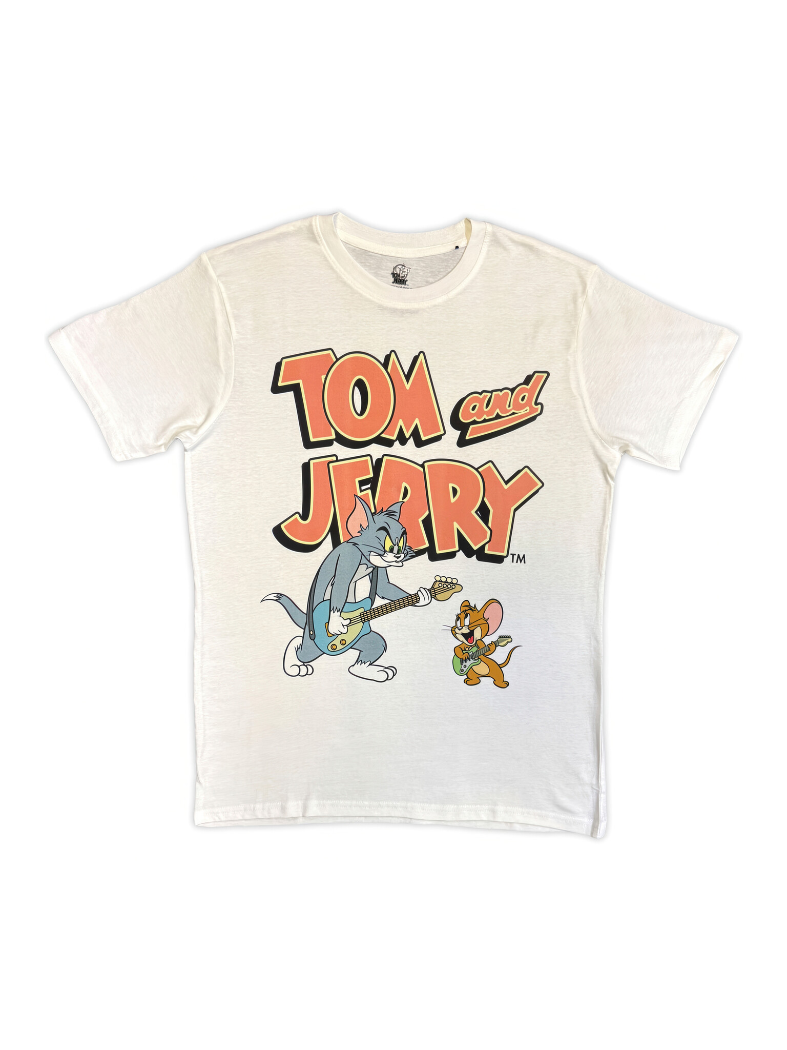 Tom & Jerry - Playing Guitar White Tee - BLACKFISH Brand New & Vintage
