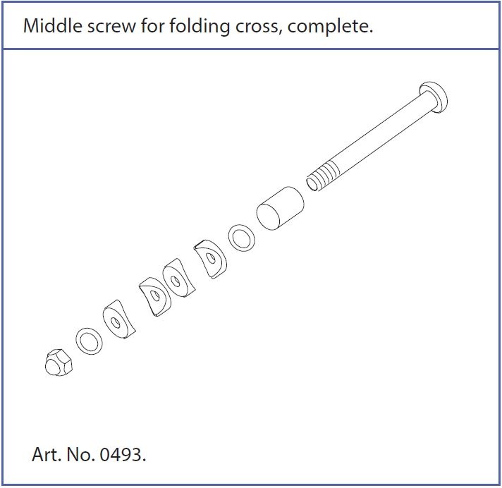 Let's Go Out Middle screw for folding cross, complete. - Rollator Online