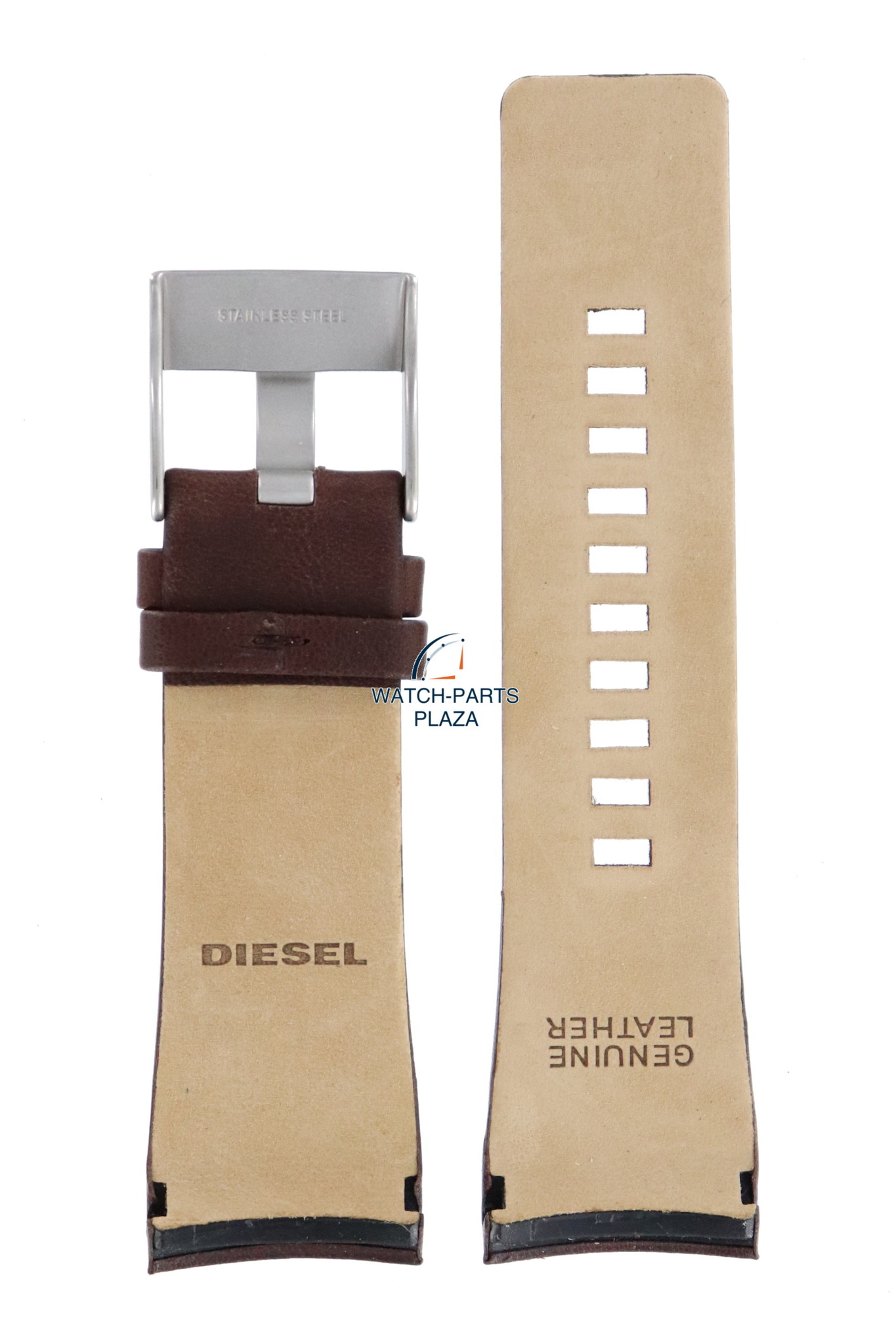 Horlogeband voor Diesel DZ1140, DZ1139 bruin leer 28mm - Watch Plaza