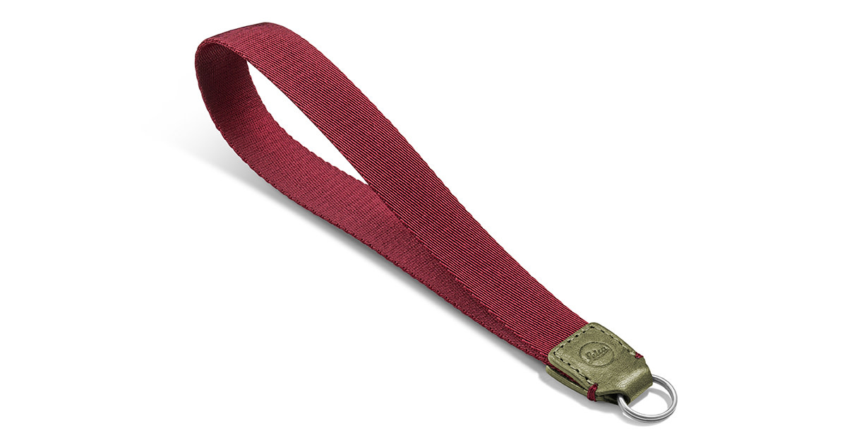 Leica Wrist Strap, Fabric, Leather, Olive - Burgundy