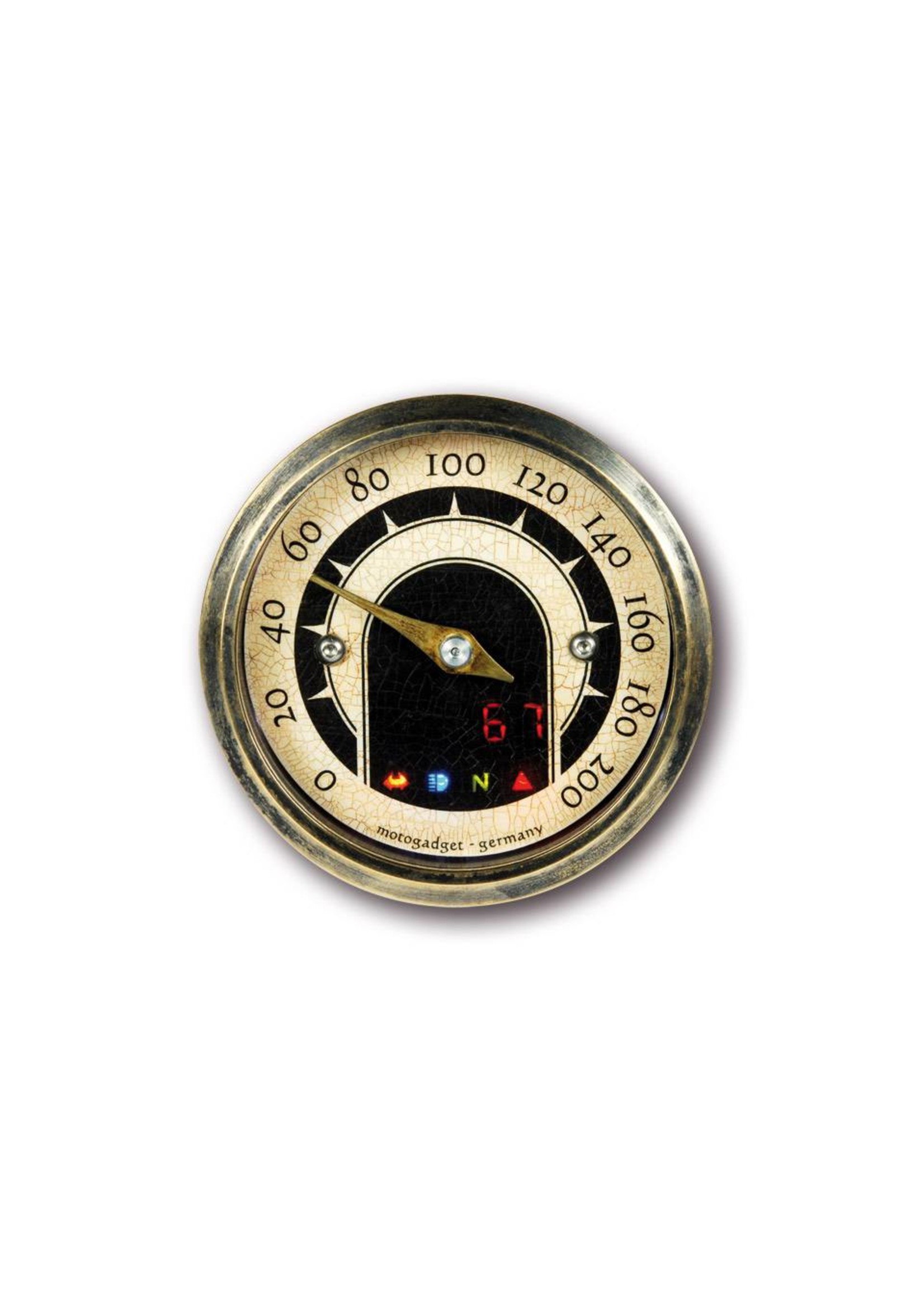 motogadget analog Tacho mst vintage, mit Messingring - Motparts.ch
