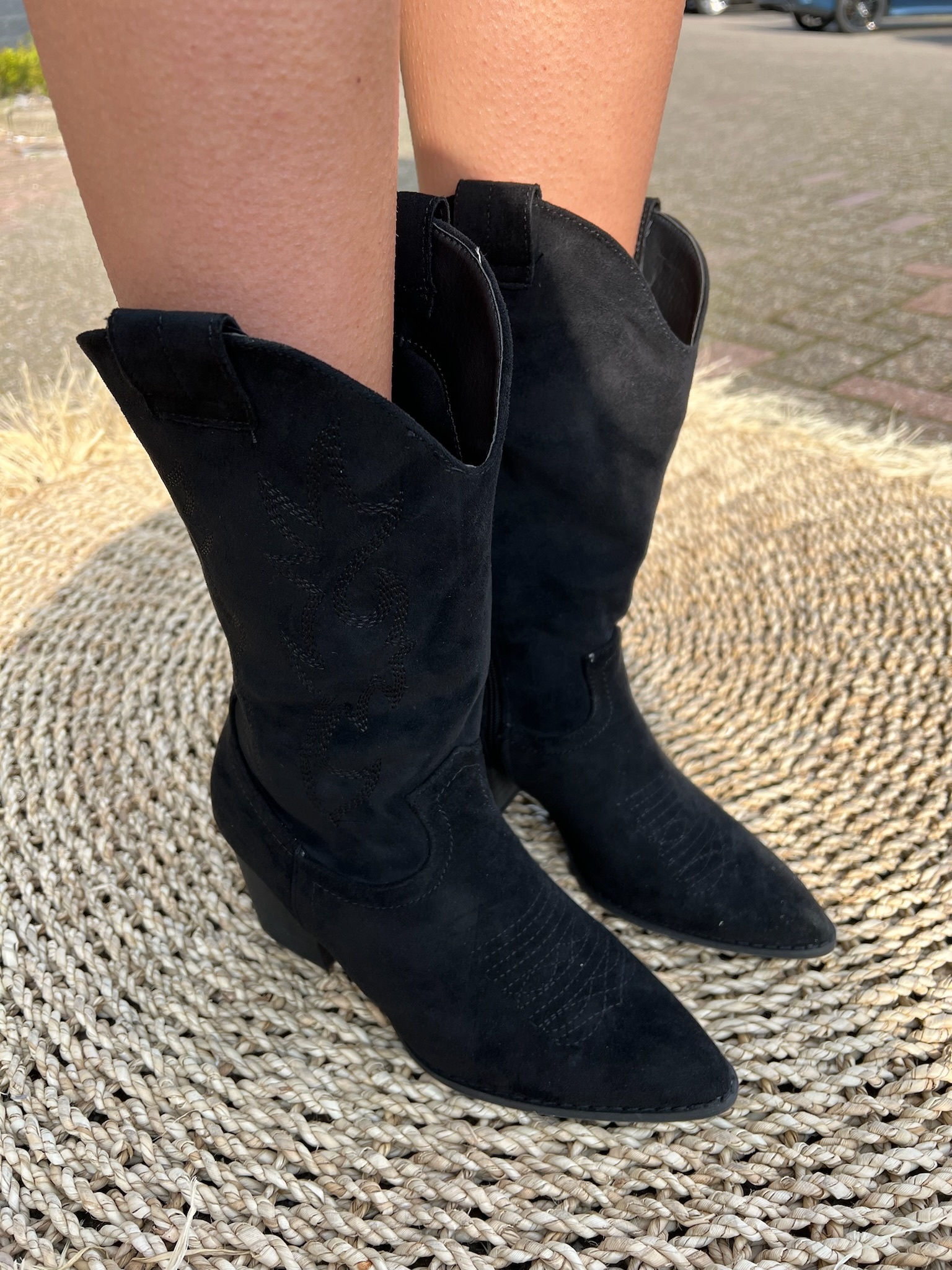 Suede Cowboy Boot - Black - Lots of Goodies