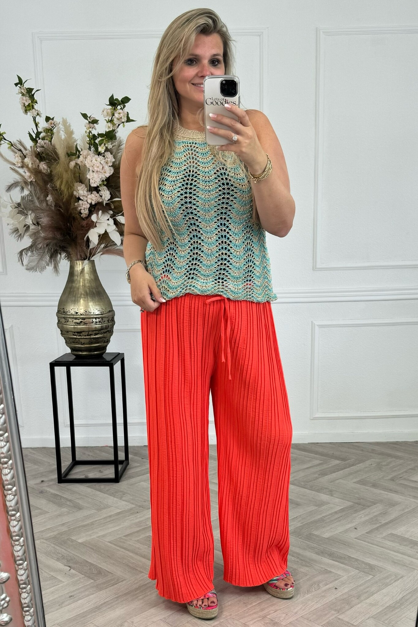 Lola Plisse Pants - Coral - Lots of Goodies
