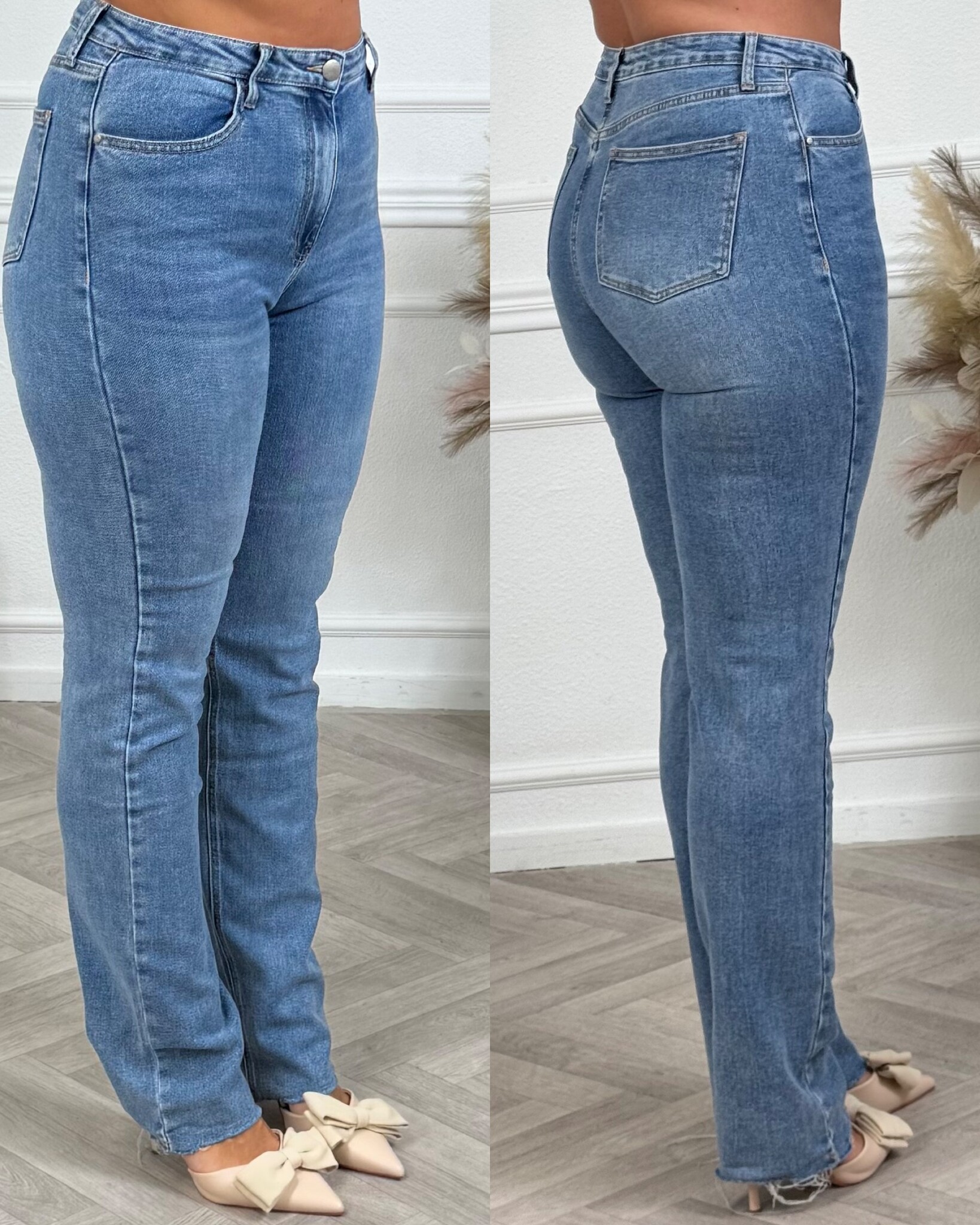 Tall Straight Leg Jeans Ruffle - Light Blue - Lots of Goodies