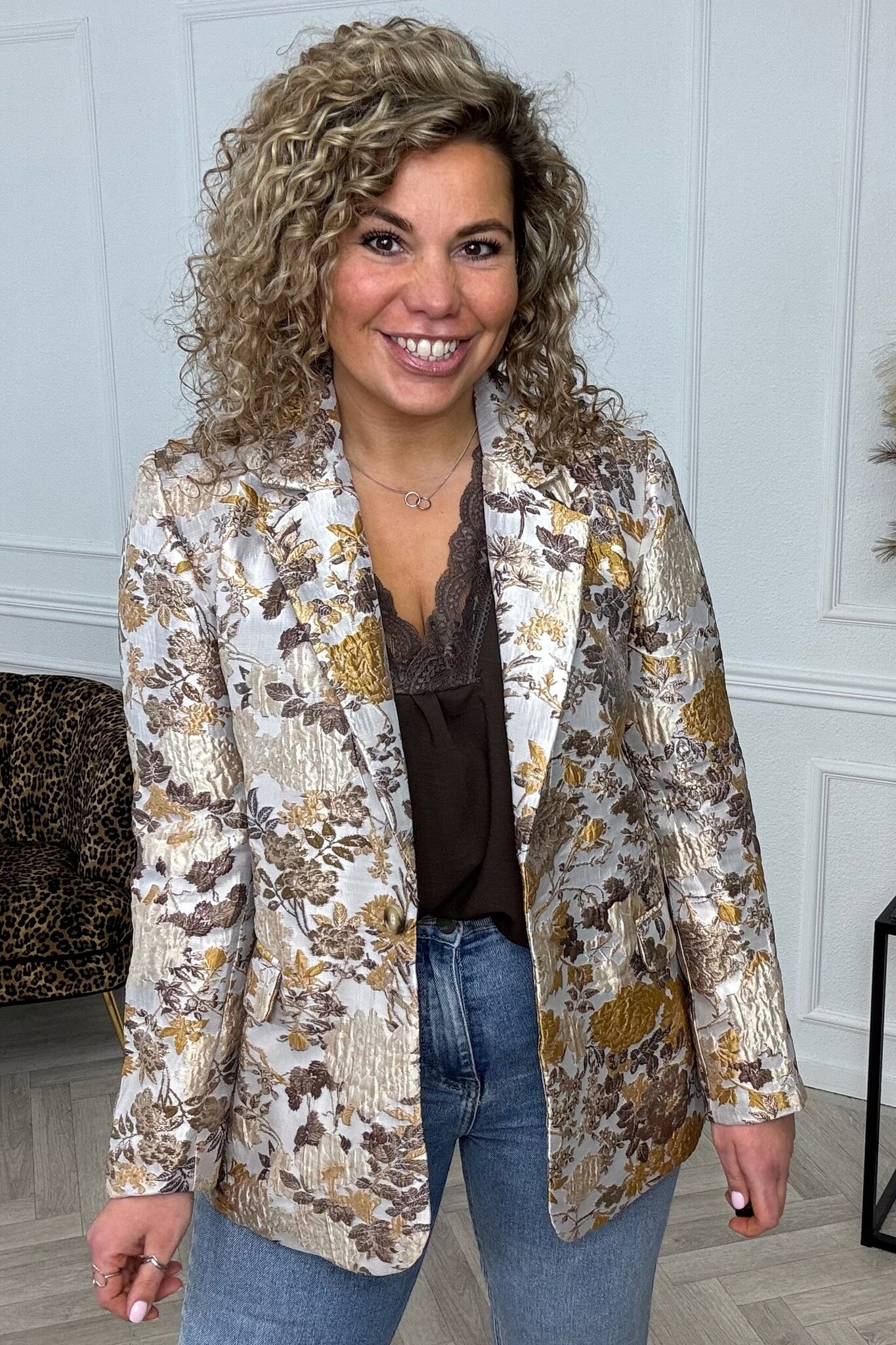 Perfect Flower Blazer - Gold/Taupe - Lots of Goodies