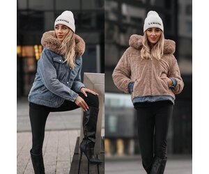 Reversible Denim Jacket - Blue/Taupe - Lots of Goodies