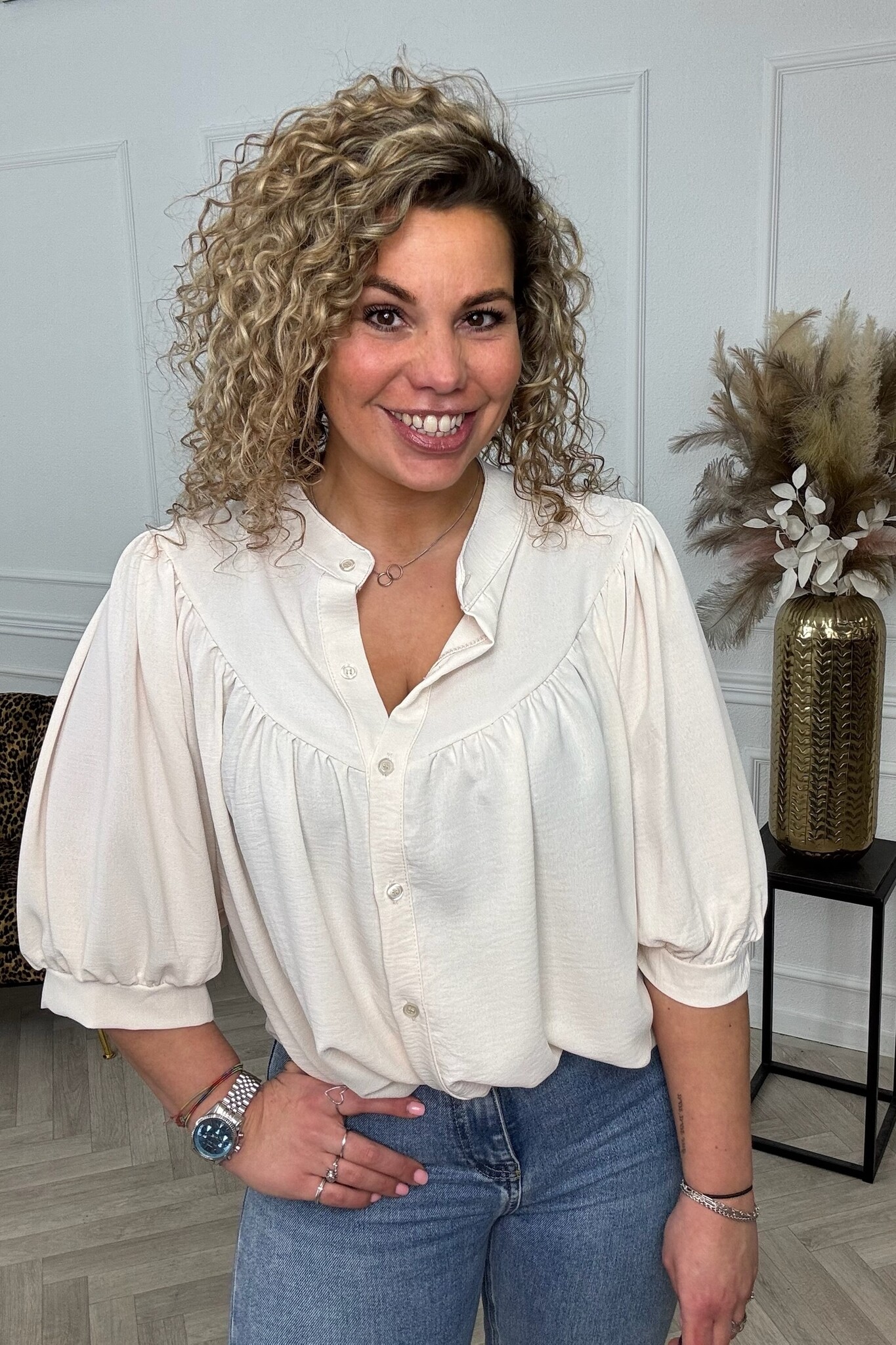 Scarlett Summer Blouse - Beige - Lots of Goodies