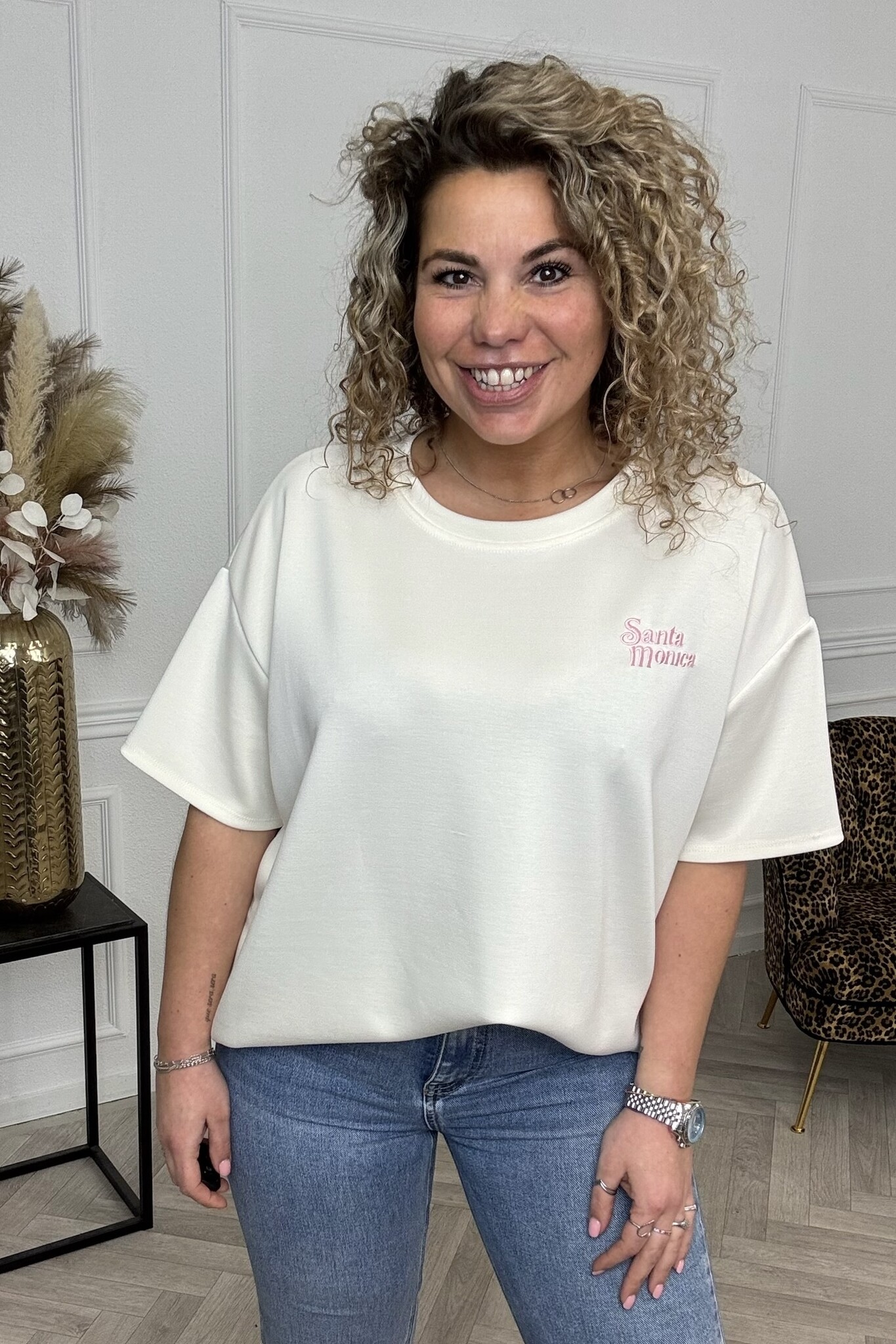 Santa Monica Short Sleeve Sweater - Creme - Lots of Goodies