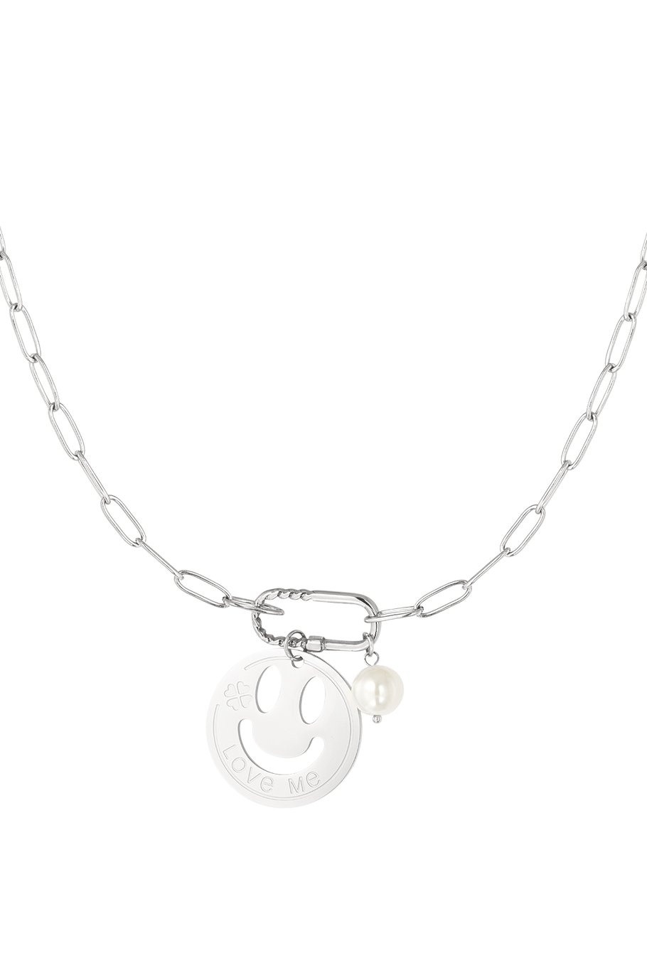 Smiley Link Chain Necklace - Silver - Lots of Goodies