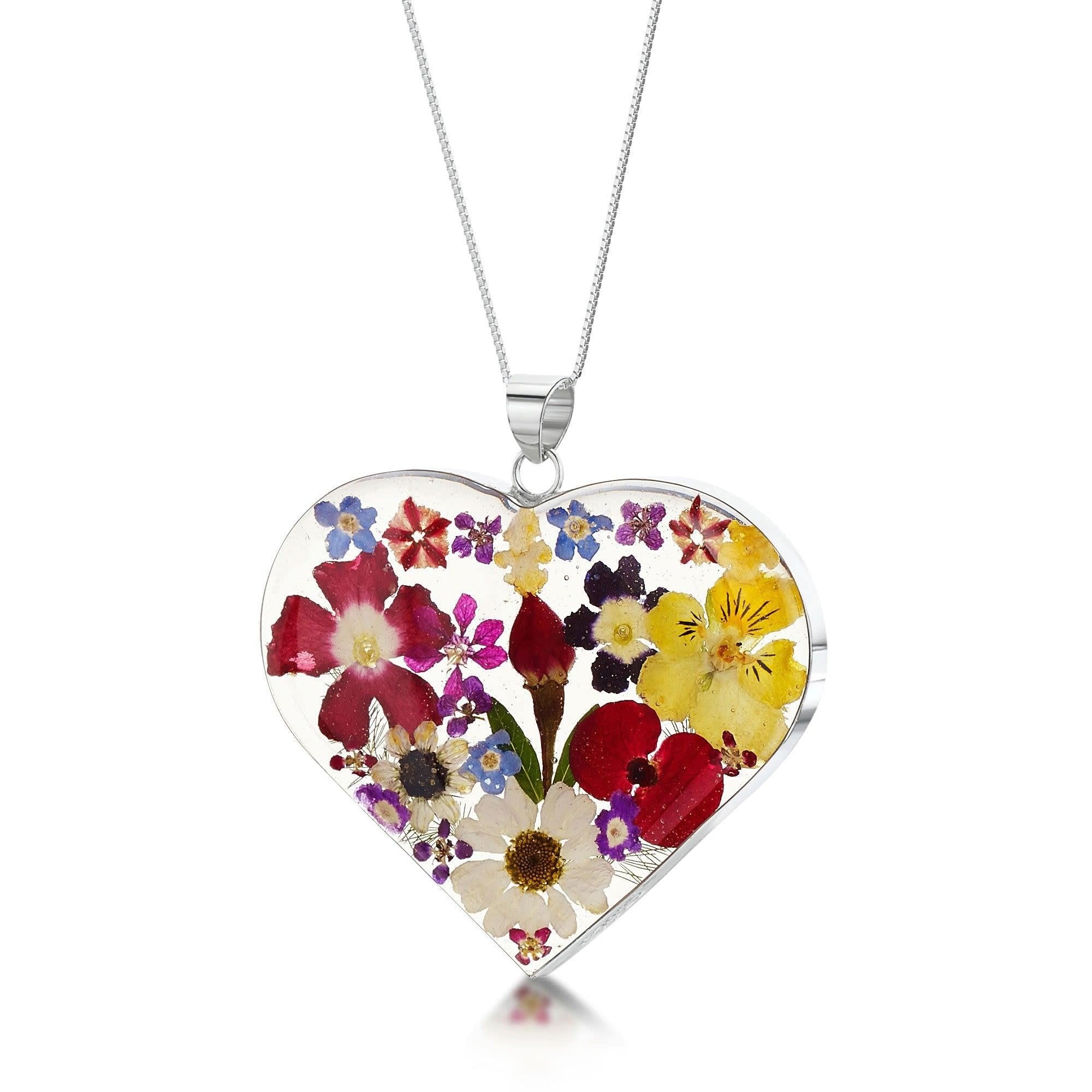 Heart Mixed Flower Large Pendant - Water Street Gallery