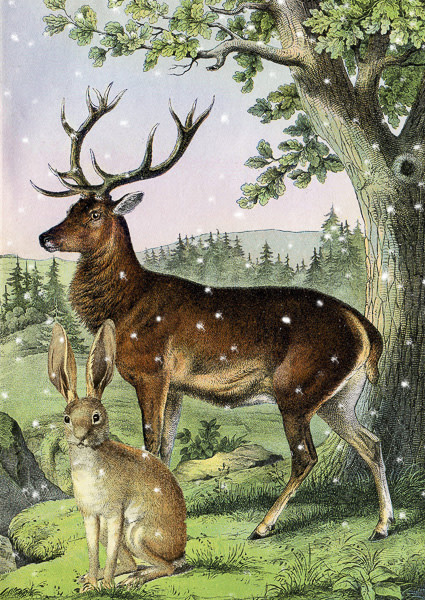 Madame Treacle Stag and Hare Christmas card - Water Street Gallery