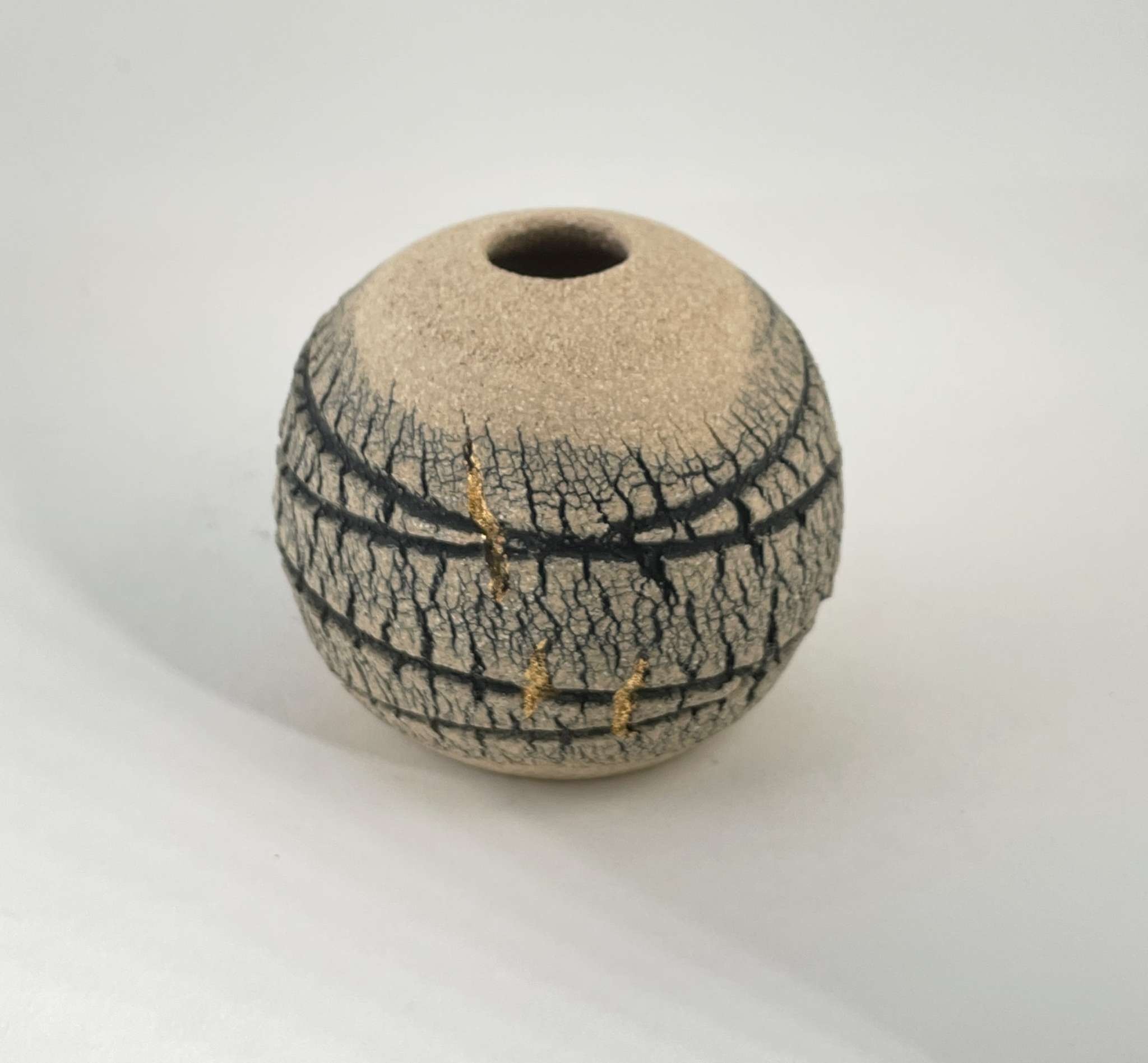 Limestone Small Orb with Gold Lustre - Water Street Gallery