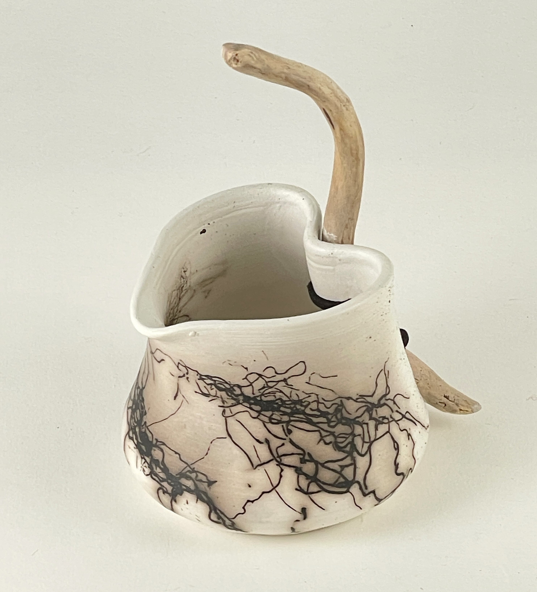 Jug Shape Vessel - Ceramic and Wood 11 - Water Street Gallery