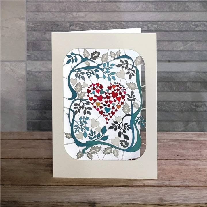 Forever Cards Hearts in a Heart with Leaves Laser cut card - Water ...