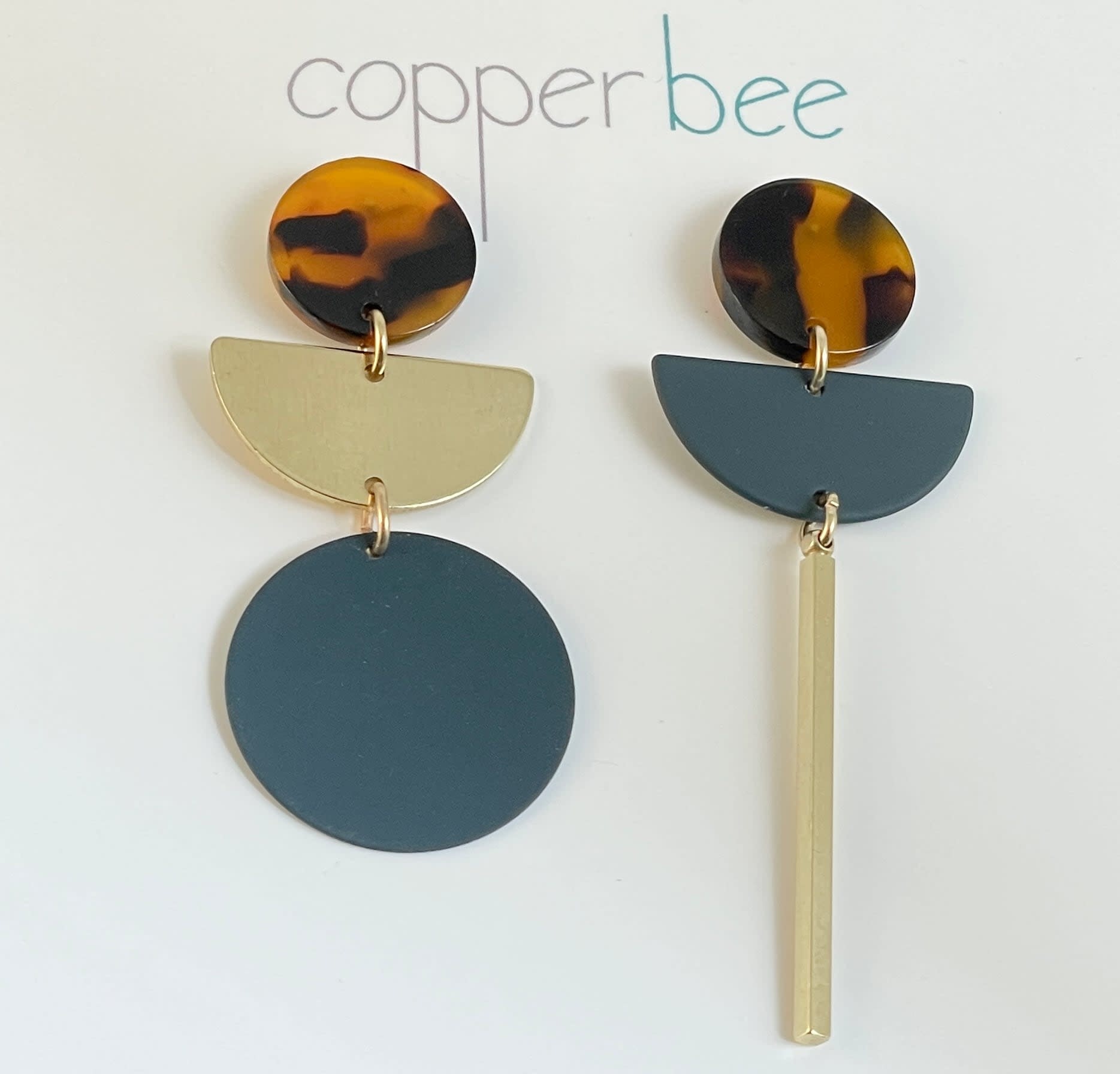 Copper Bee Mismatch Tortoiseshell Stud Earrings Navy 82 - Water Street ...