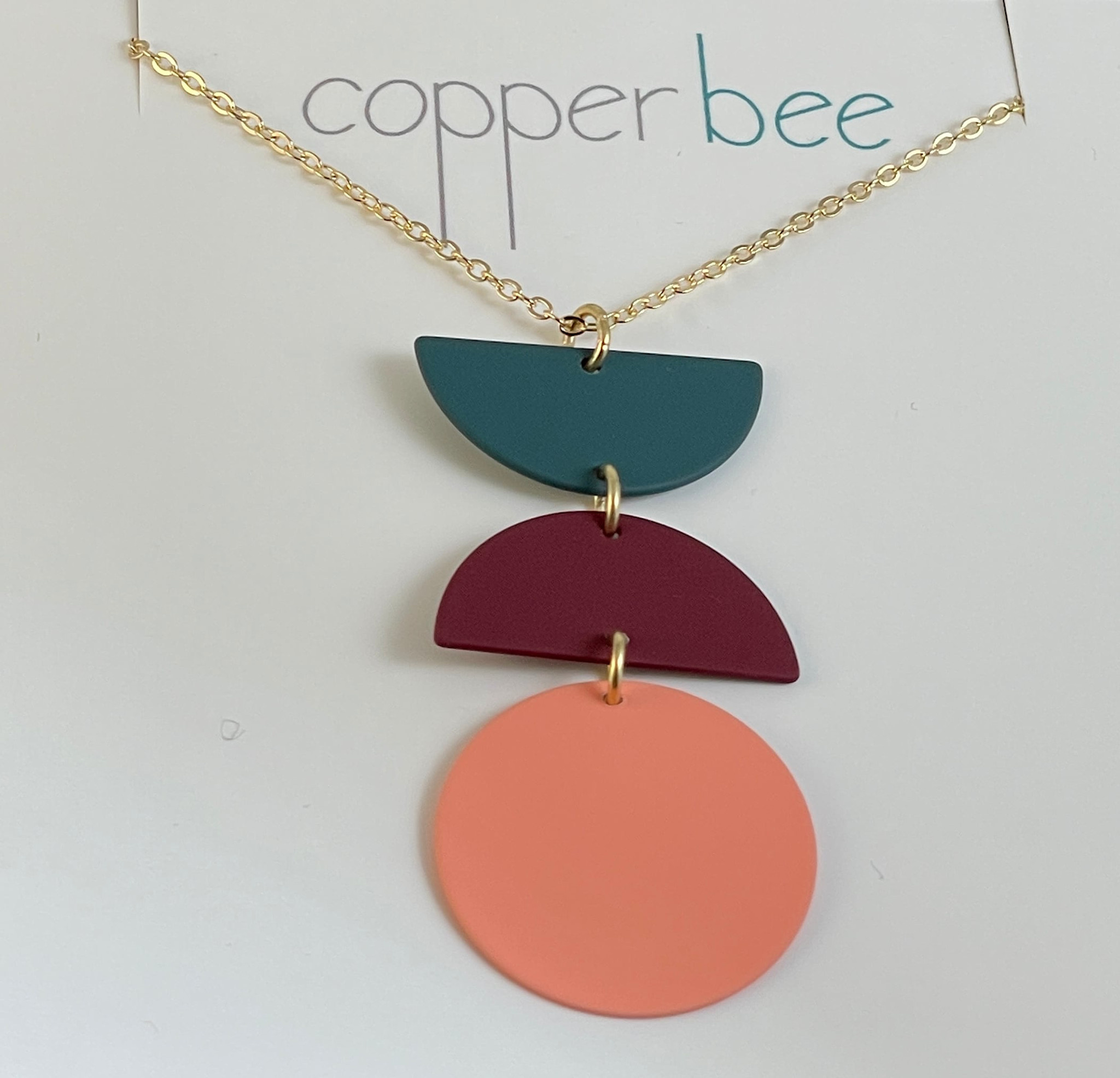 Triple Colour Block Necklace Peach 80 - Water Street Gallery