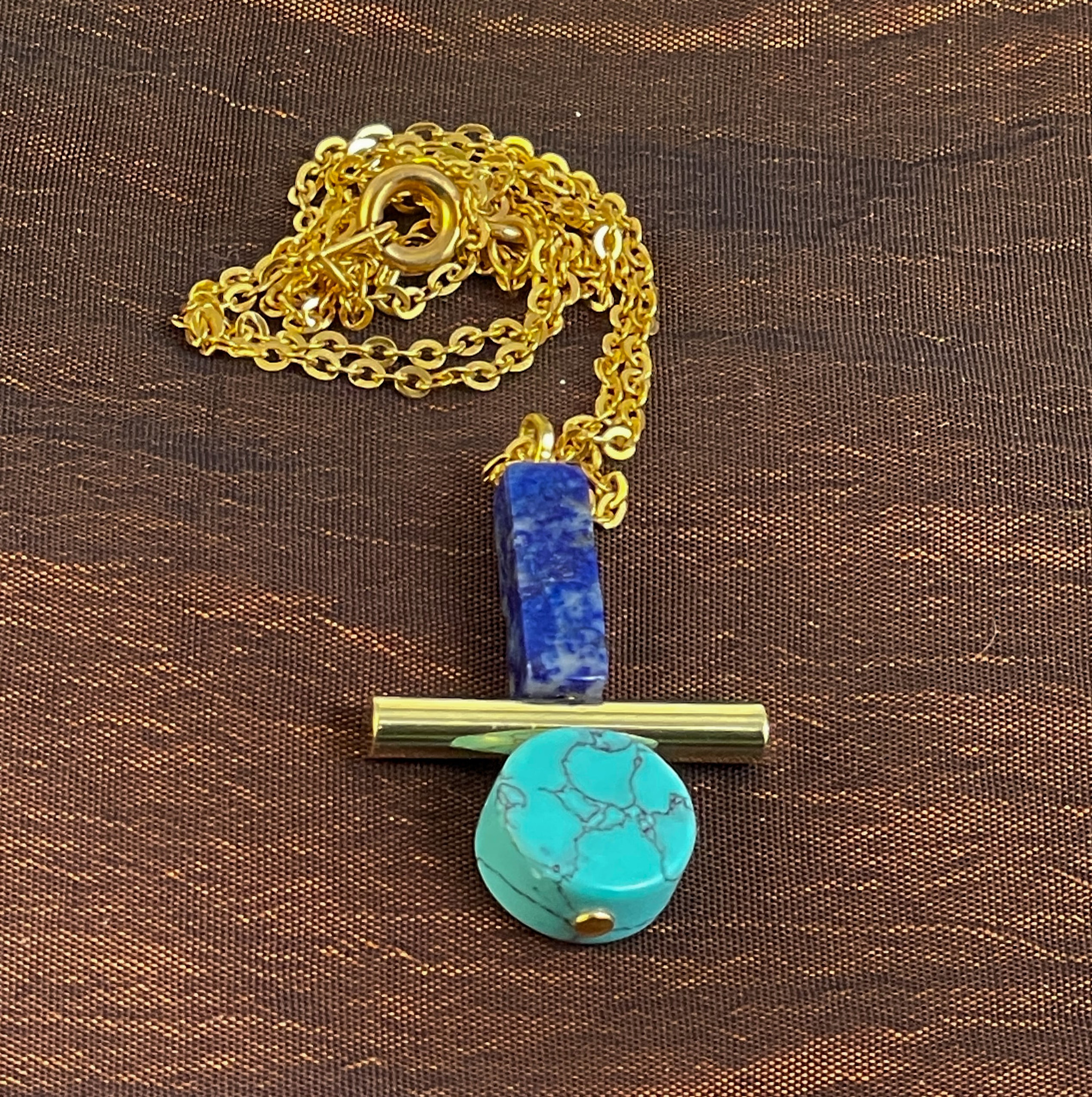 Copper Bee Totem Lapis Lazuli + Turquoise Necklace 72 - Water Street ...